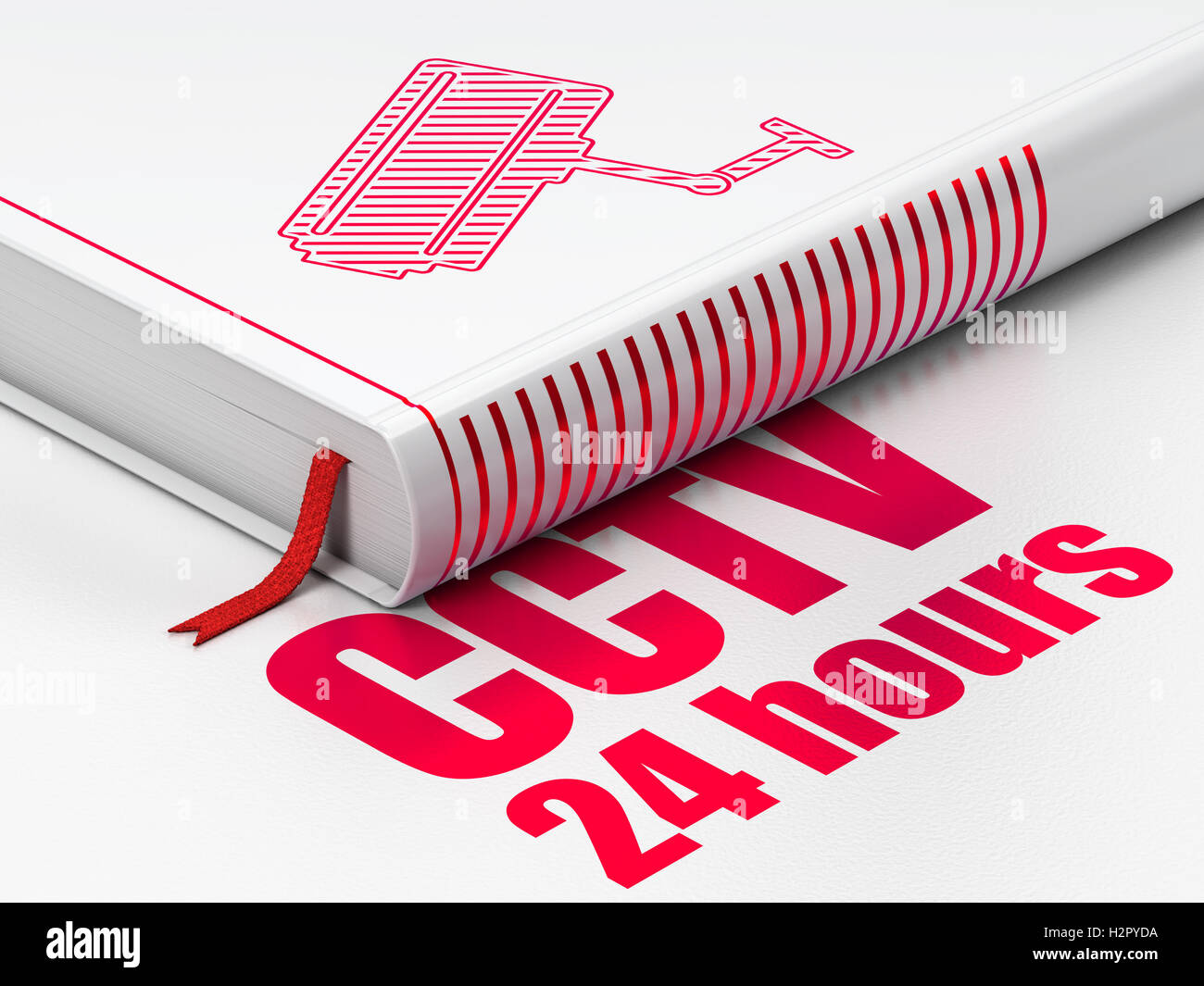 Safety concept: book Cctv Camera, CCTV 24 hours on white background ...