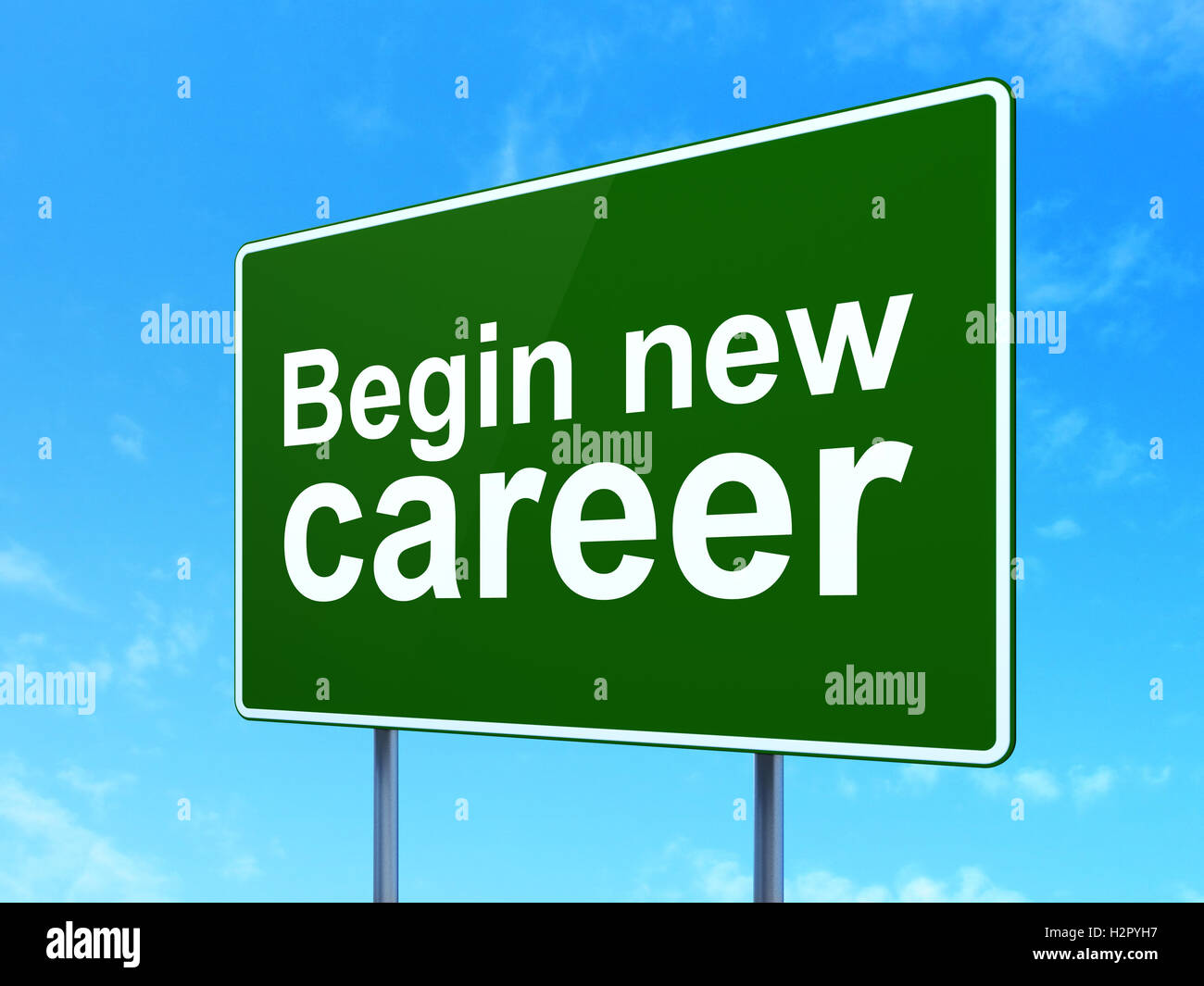 Finance concept: Begin New Career on road sign background Stock Photo ...