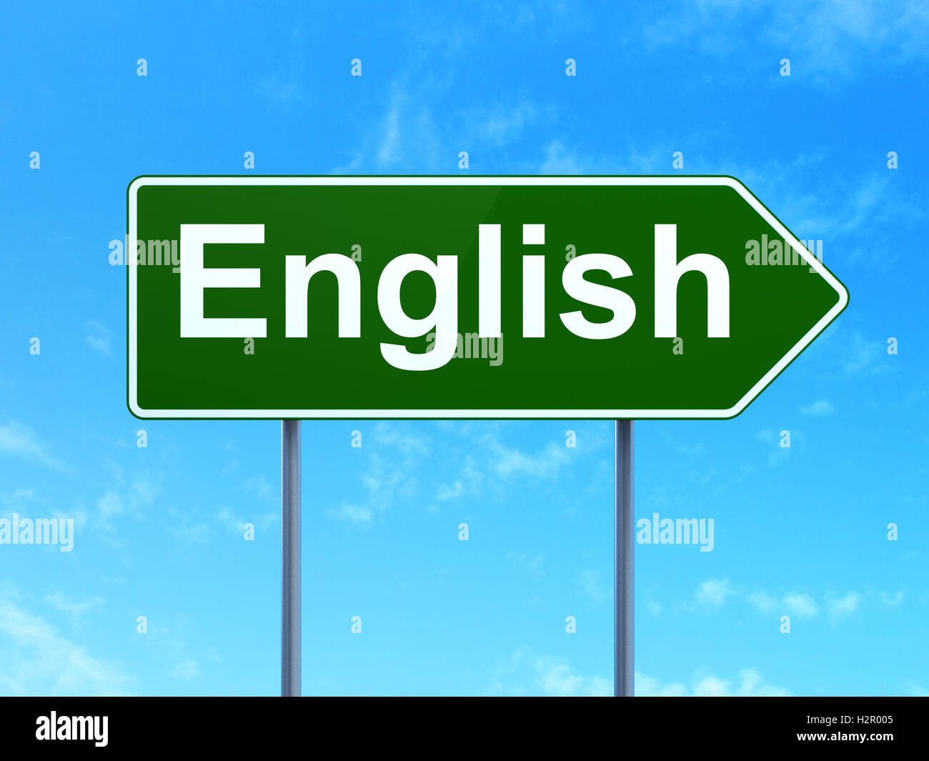 Education concept: English on road sign background Stock Photo - Alamy