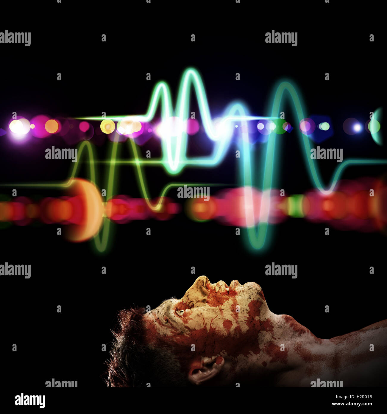 wounded man in blood Stock Photo - Alamy