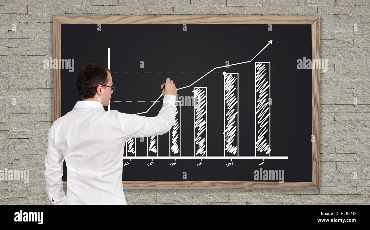 man drawing graph Stock Photo - Alamy