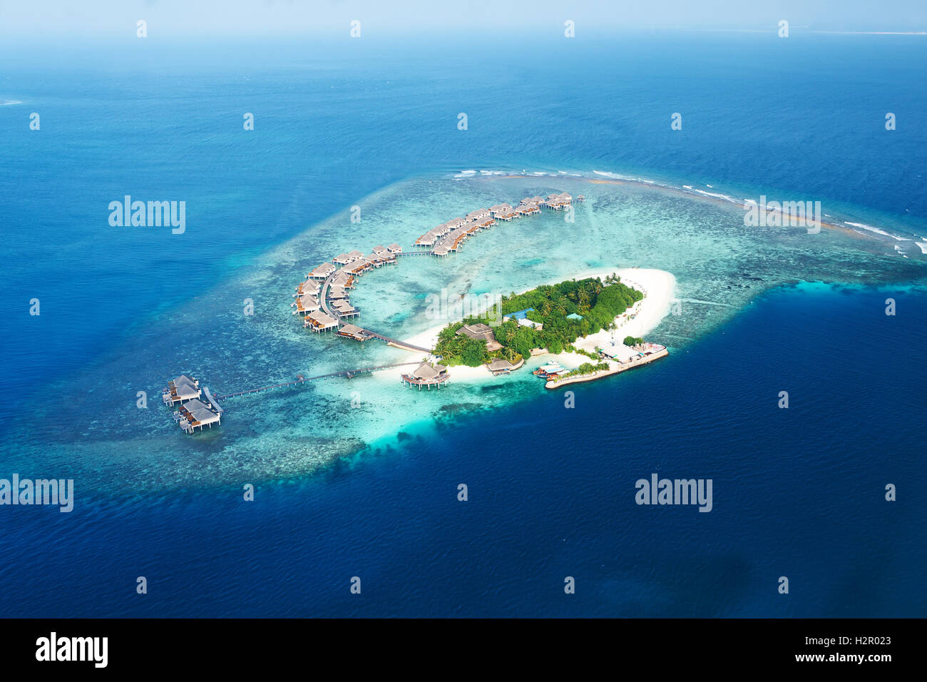 Atolls and islands in Maldives from aerial view Stock Photo - Alamy