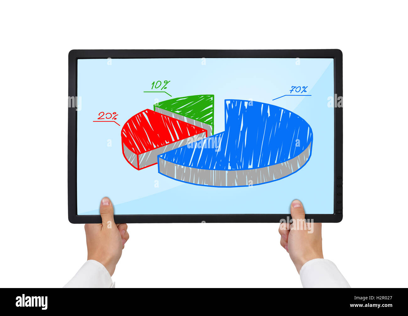 tablet with pie graph Stock Photo - Alamy
