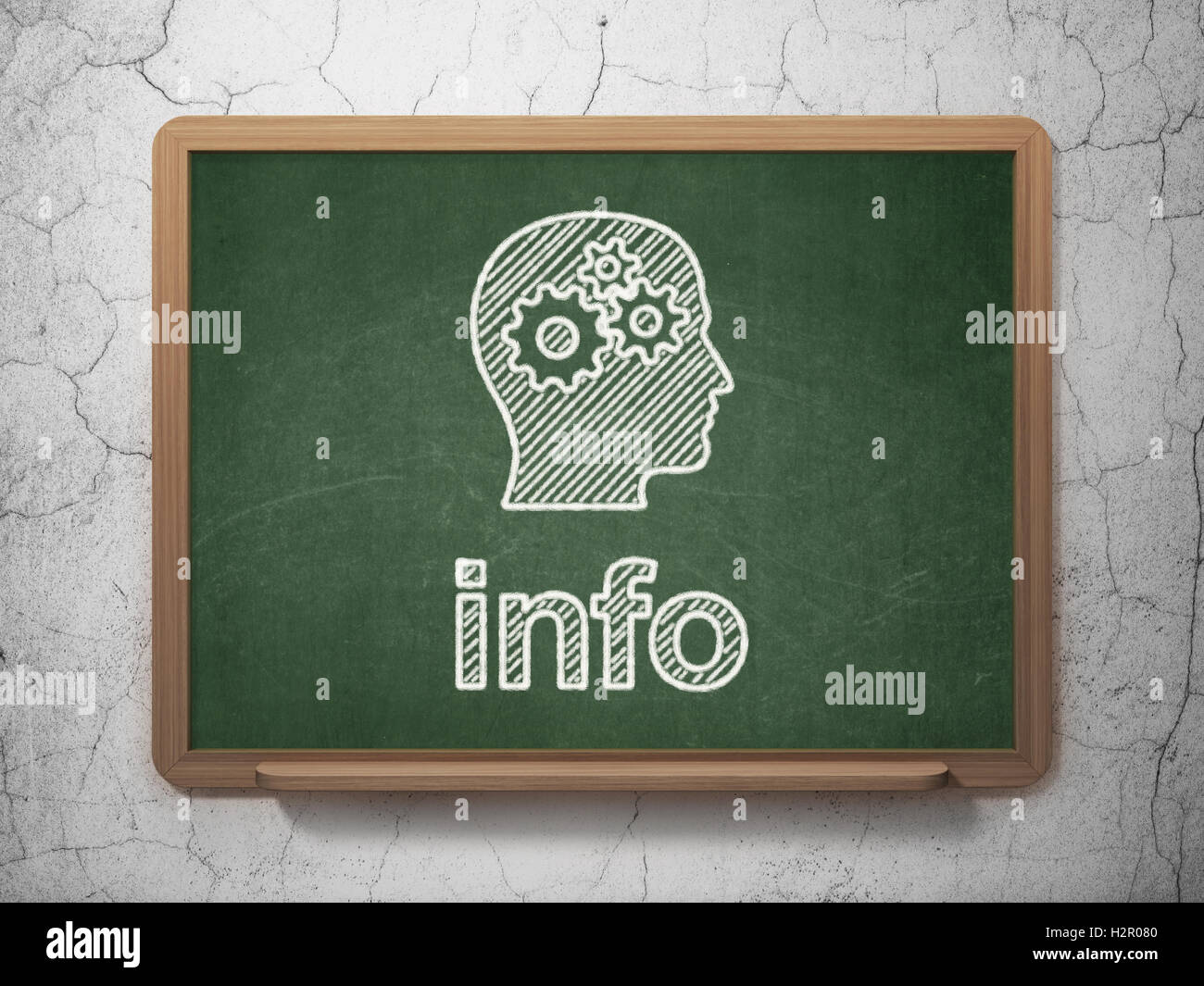 Data concept: Head With Gears and Info on chalkboard background Stock ...