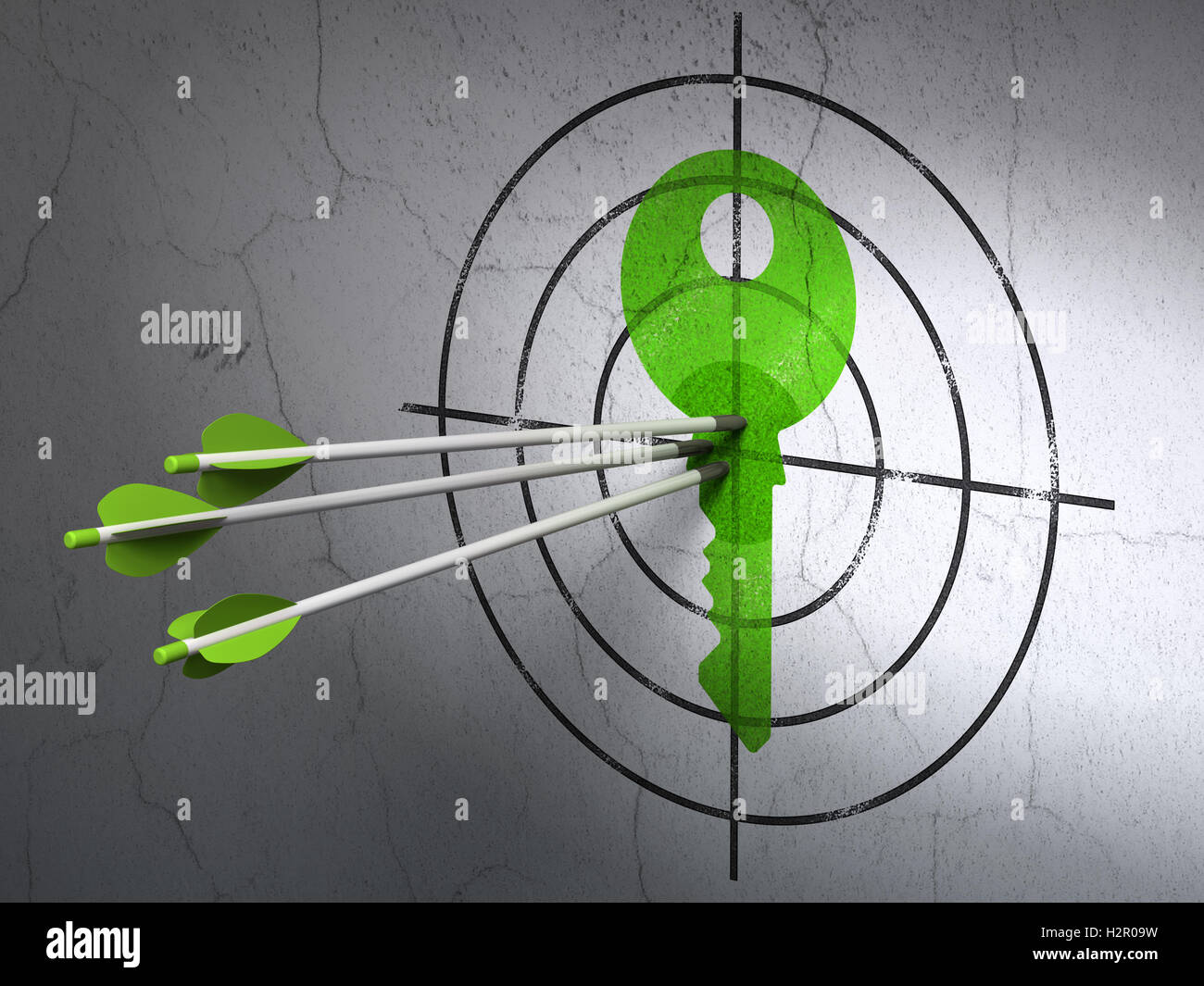Safety concept: arrows in Key target on wall background Stock Photo - Alamy