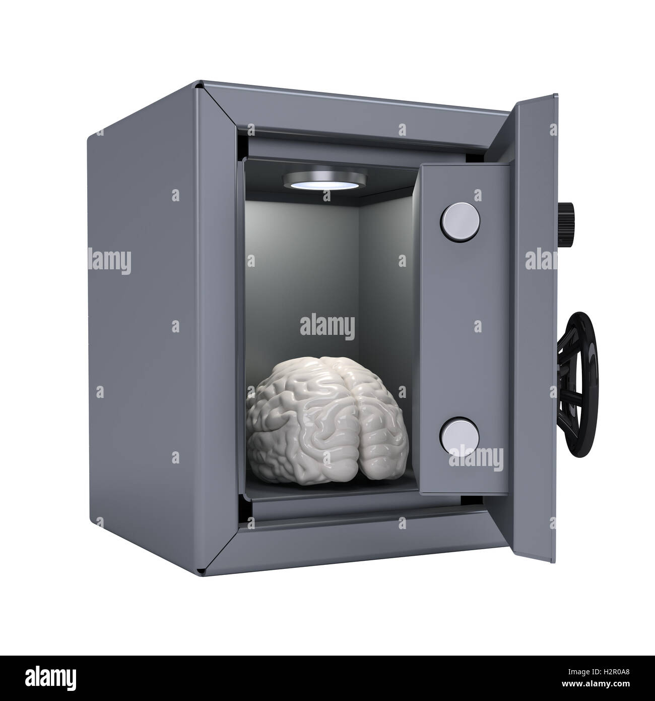 Brain in an open metal safe Stock Photo - Alamy
