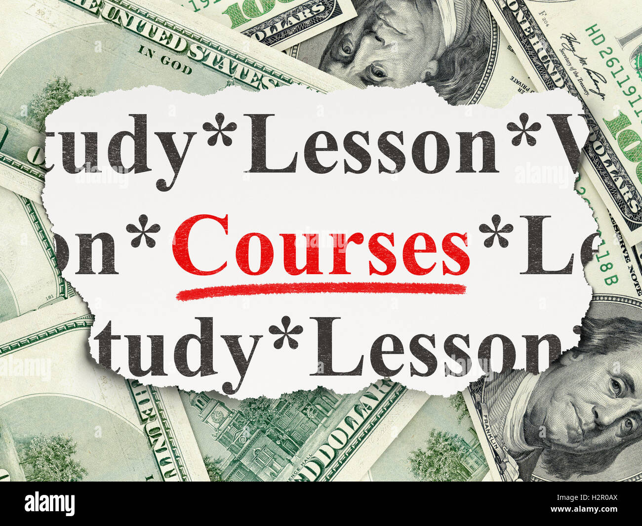Education concept: Courses on Money background Stock Photo - Alamy