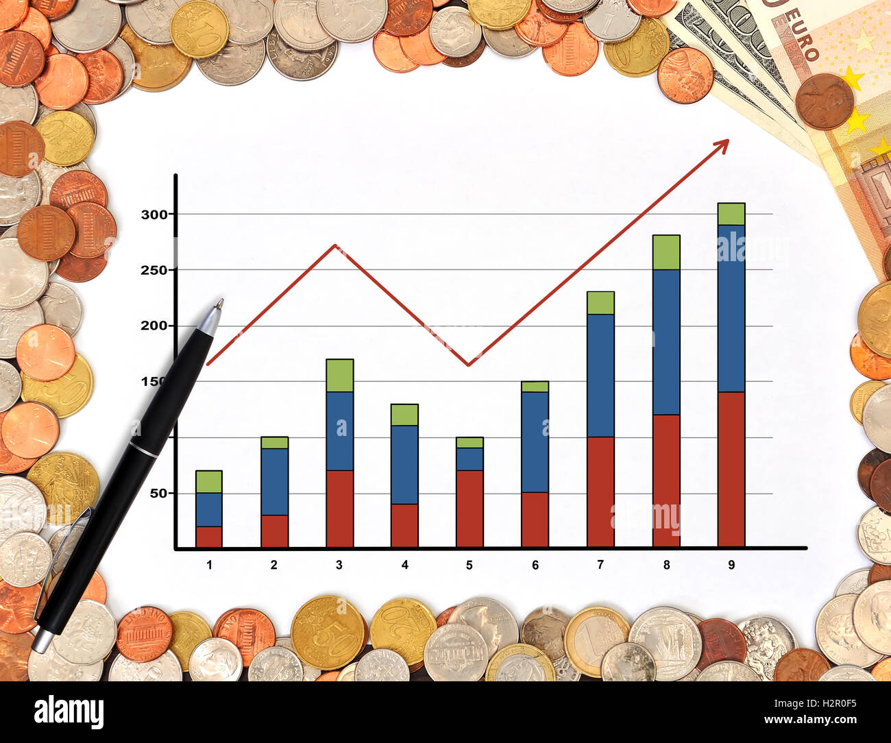 money and graph Stock Photo - Alamy