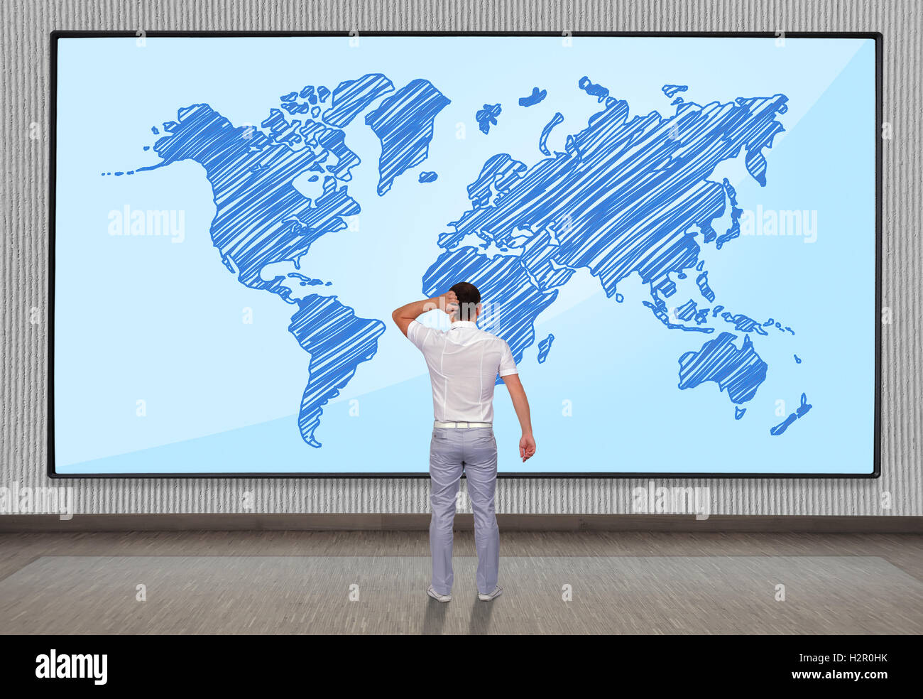 big plasma with world map Stock Photo - Alamy