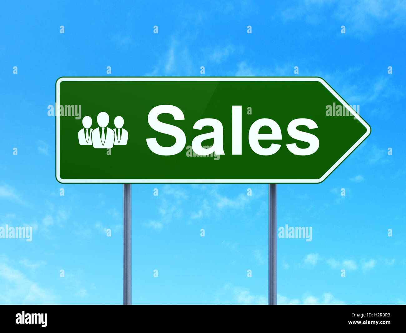 Marketing concept: Sales and Business People on road sign background ...
