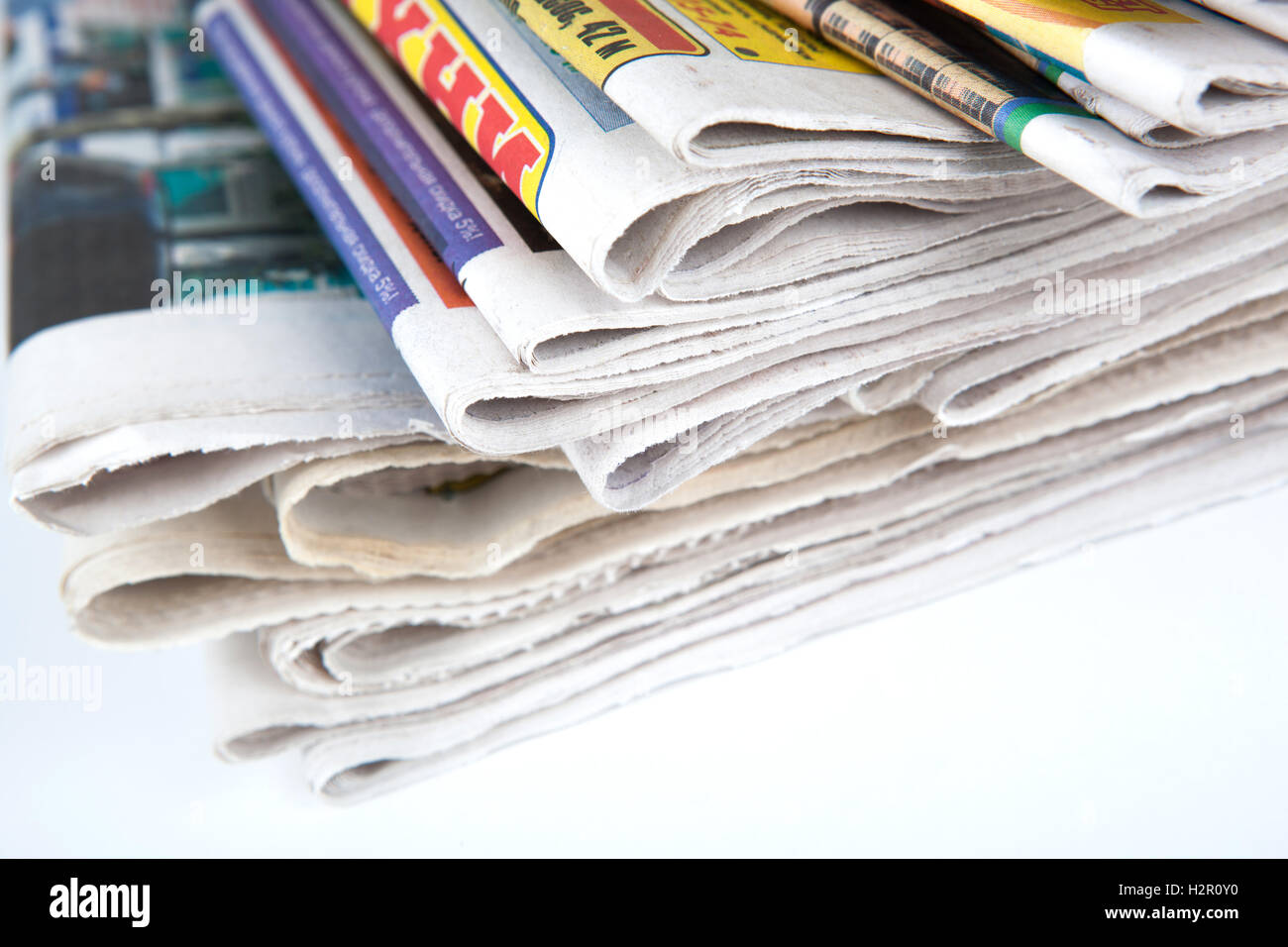 stack of newspapers close-up Stock Photo - Alamy