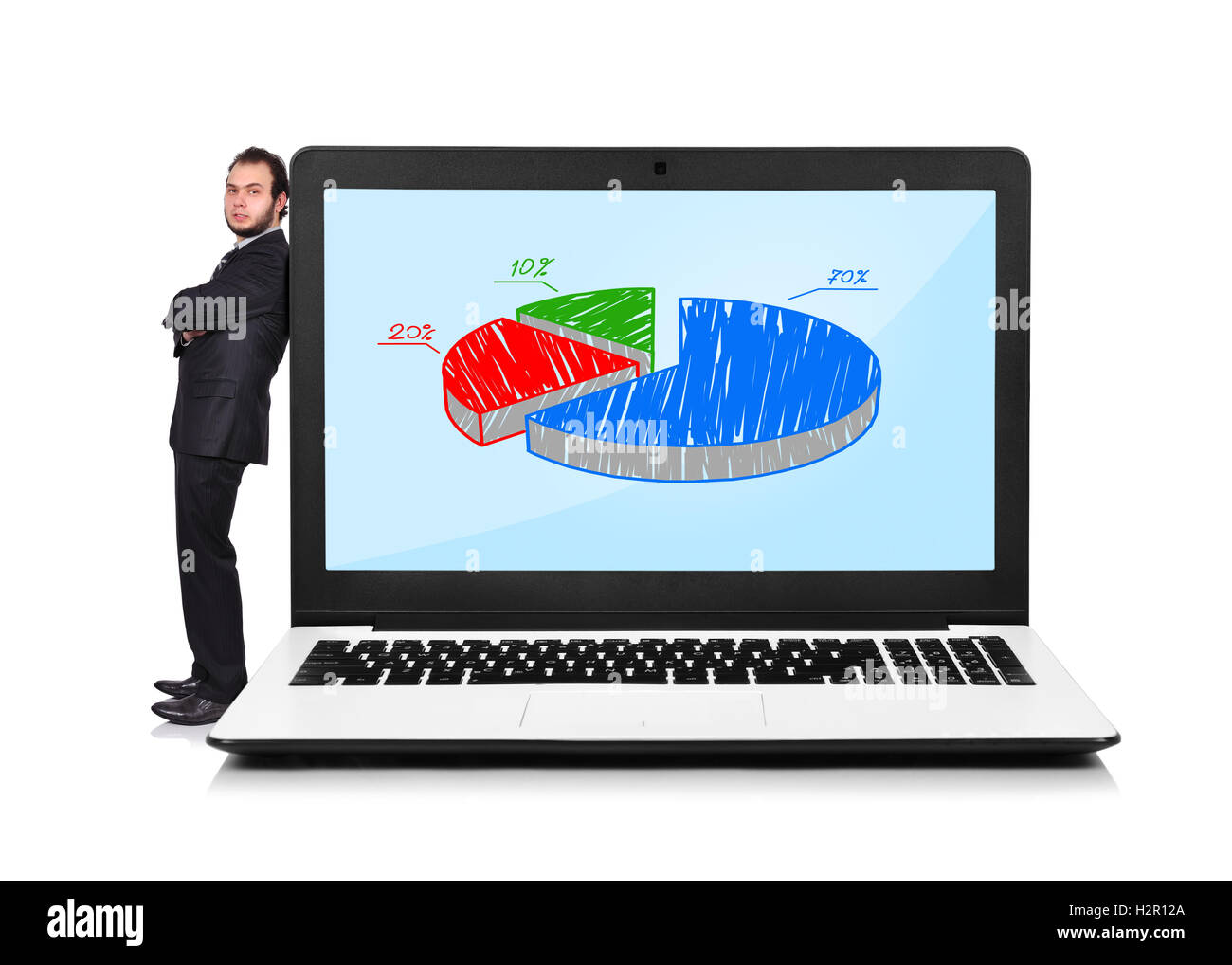 Businessman and laptop with chart Stock Photo - Alamy