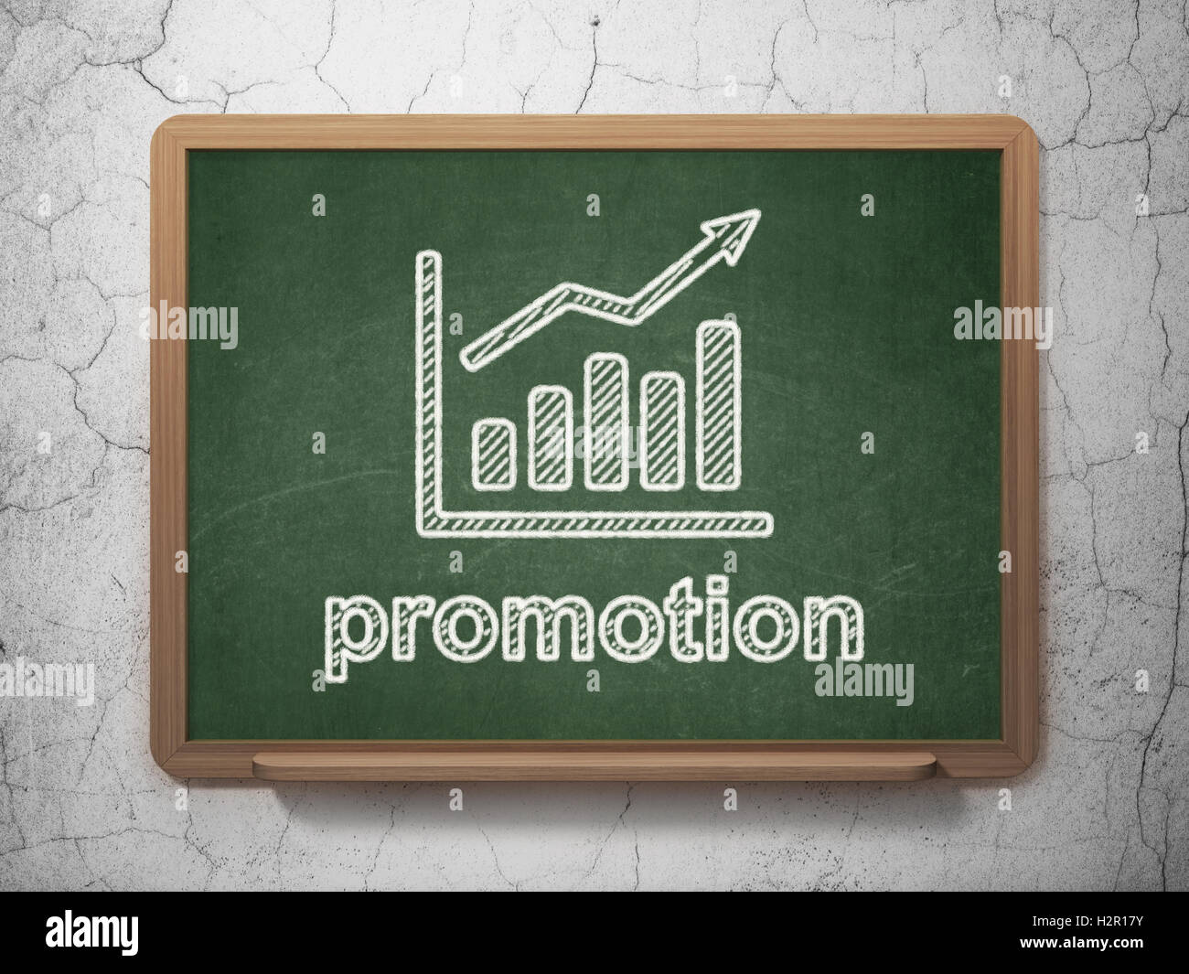 Marketing concept: Growth Graph and Promotion on chalkboard background ...
