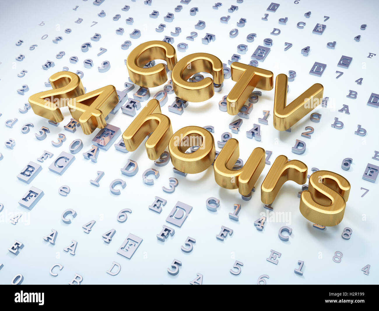 Safety concept: Golden CCTV 24 hours on digital background Stock Photo ...