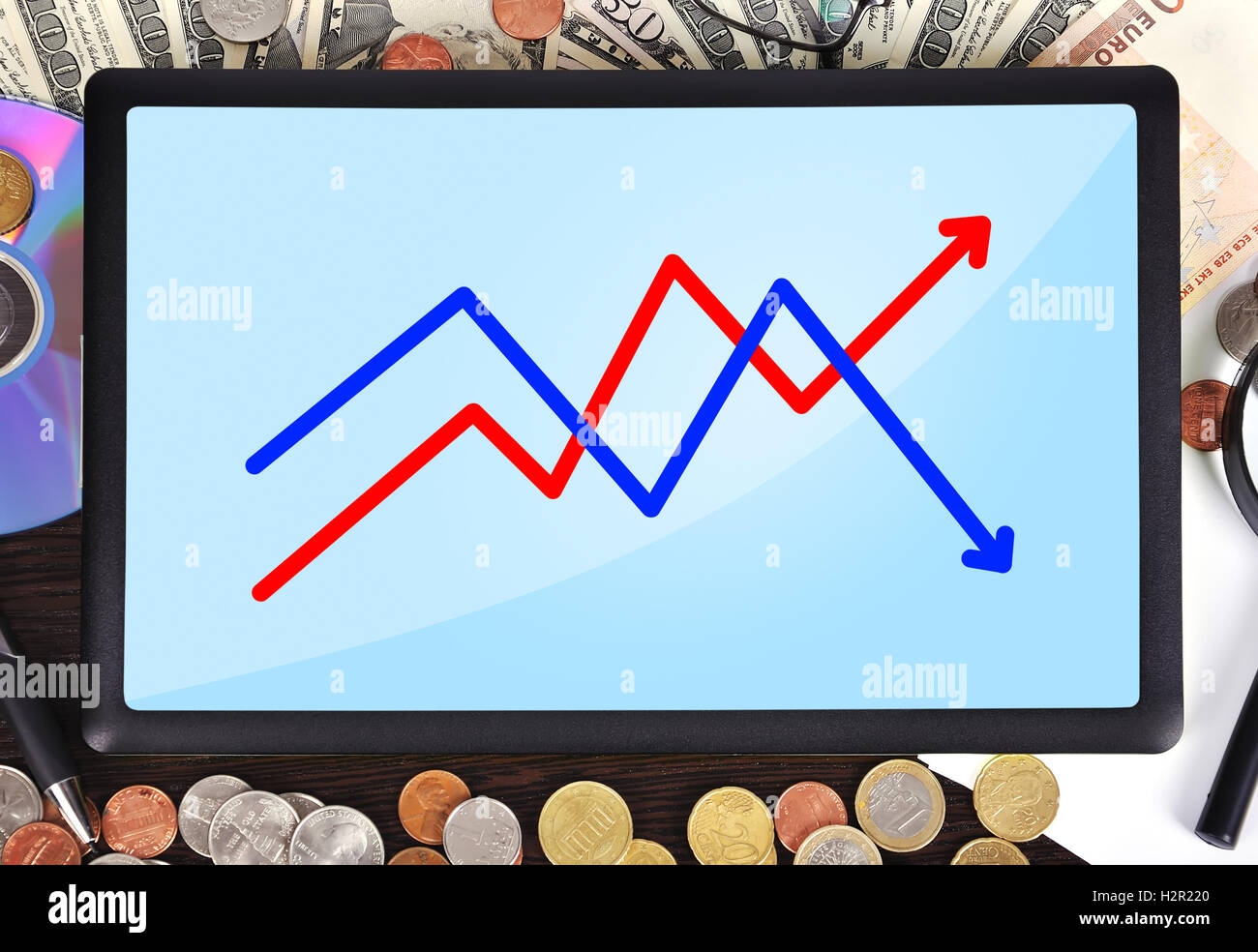 tablet with chart Stock Photo - Alamy