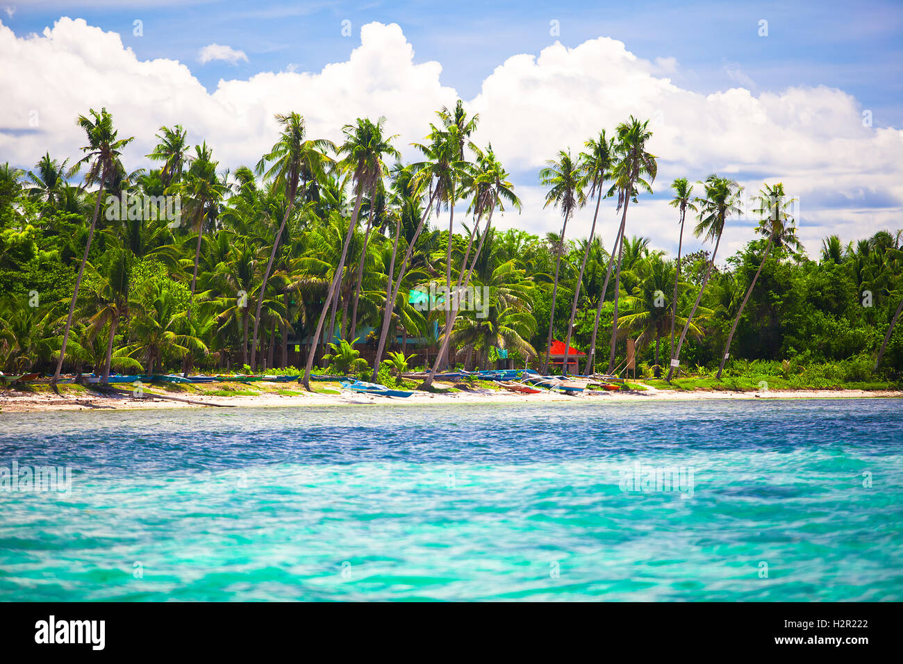 Landscape of tropical island beach with perfect blue sky Stock Photo ...