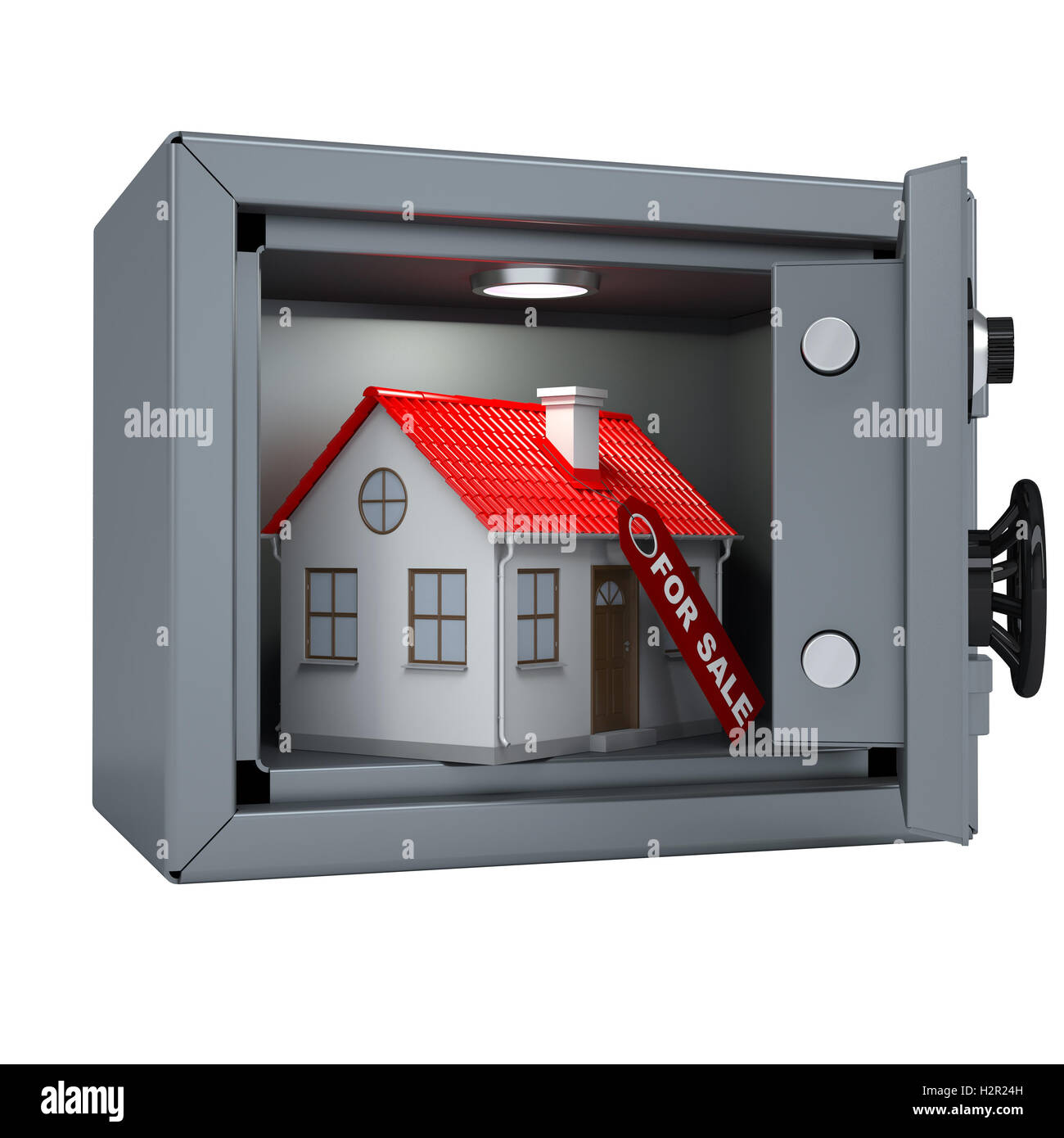 Small house in an open metal safe Stock Photo - Alamy