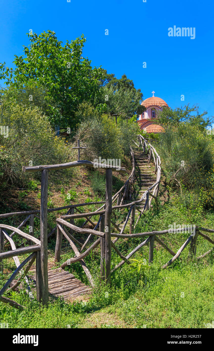 wooden path to the old orthodox church Stock Photo - Alamy