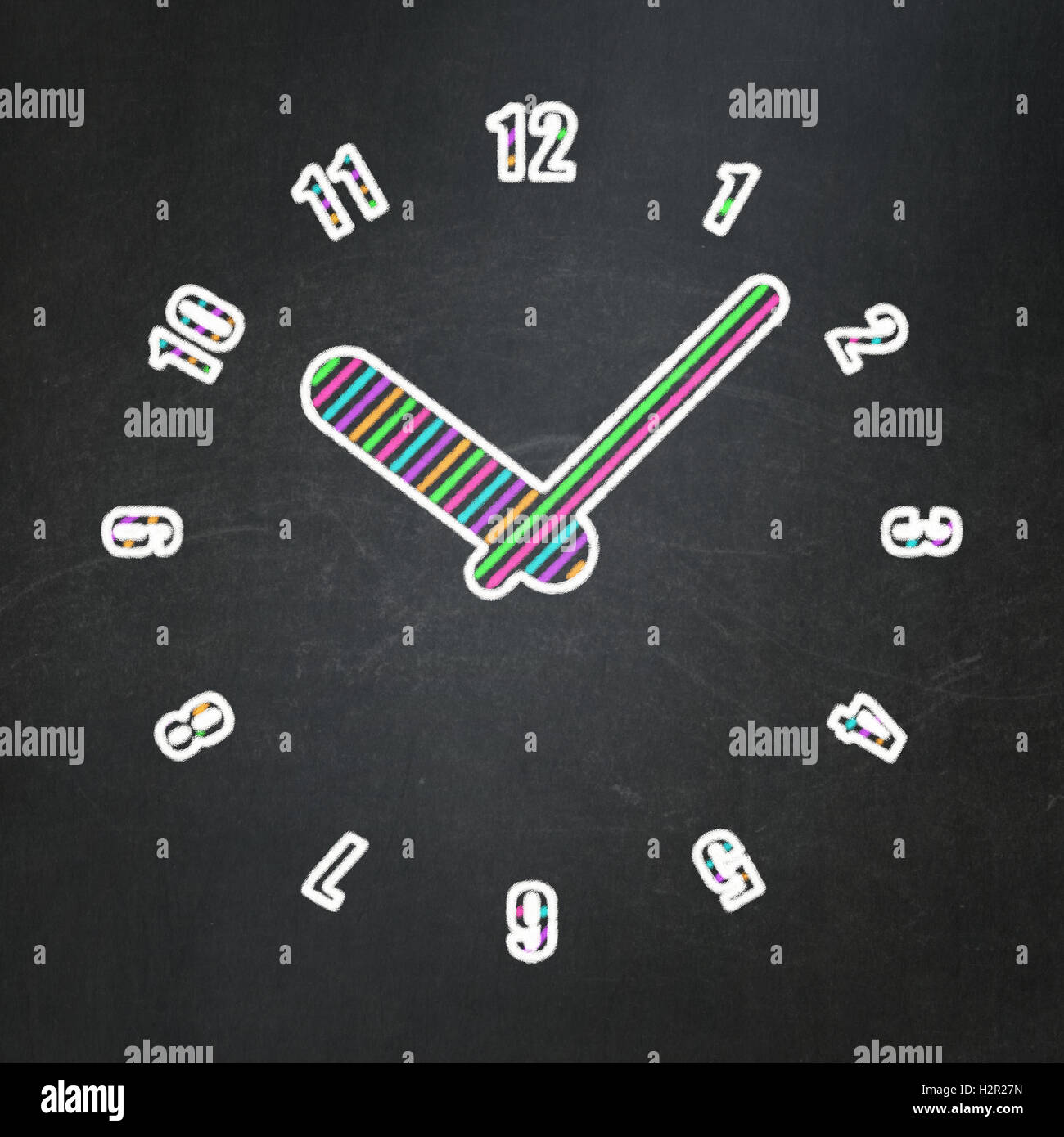 Time concept: Clock on chalkboard background Stock Photo - Alamy