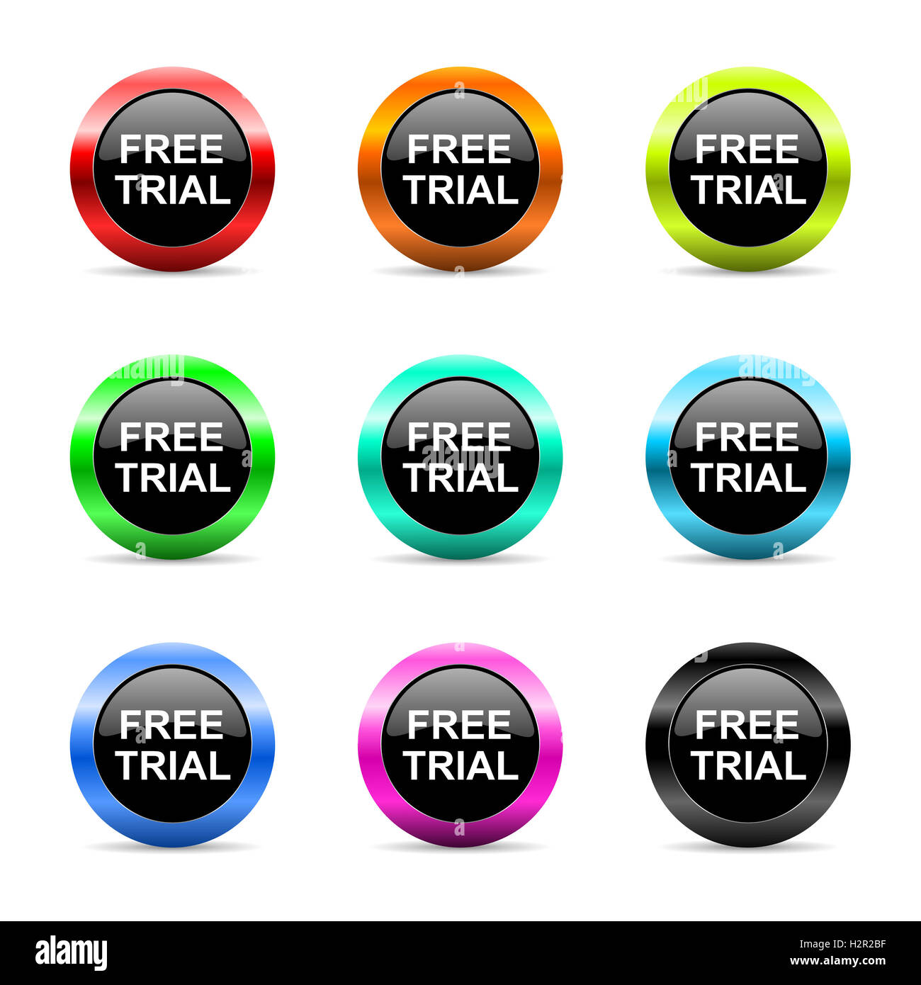 free trial web icons set Stock Photo - Alamy