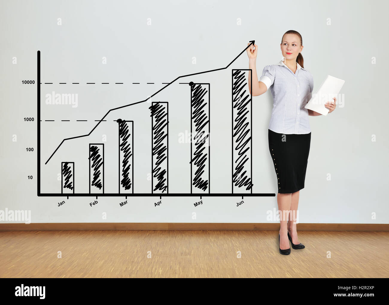 woman drawing graph Stock Photo - Alamy