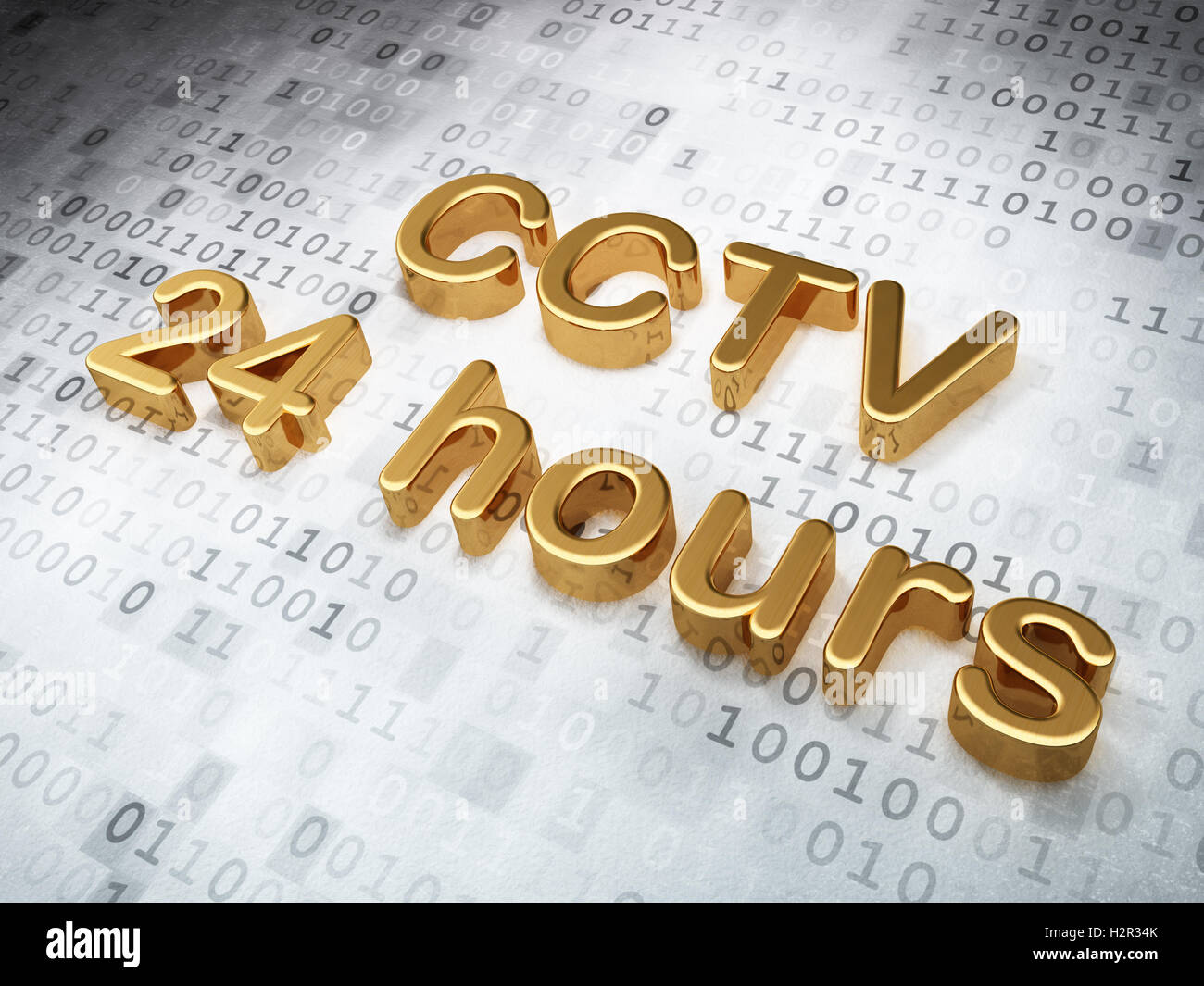 Security concept: Golden CCTV 24 hours on digital background Stock ...