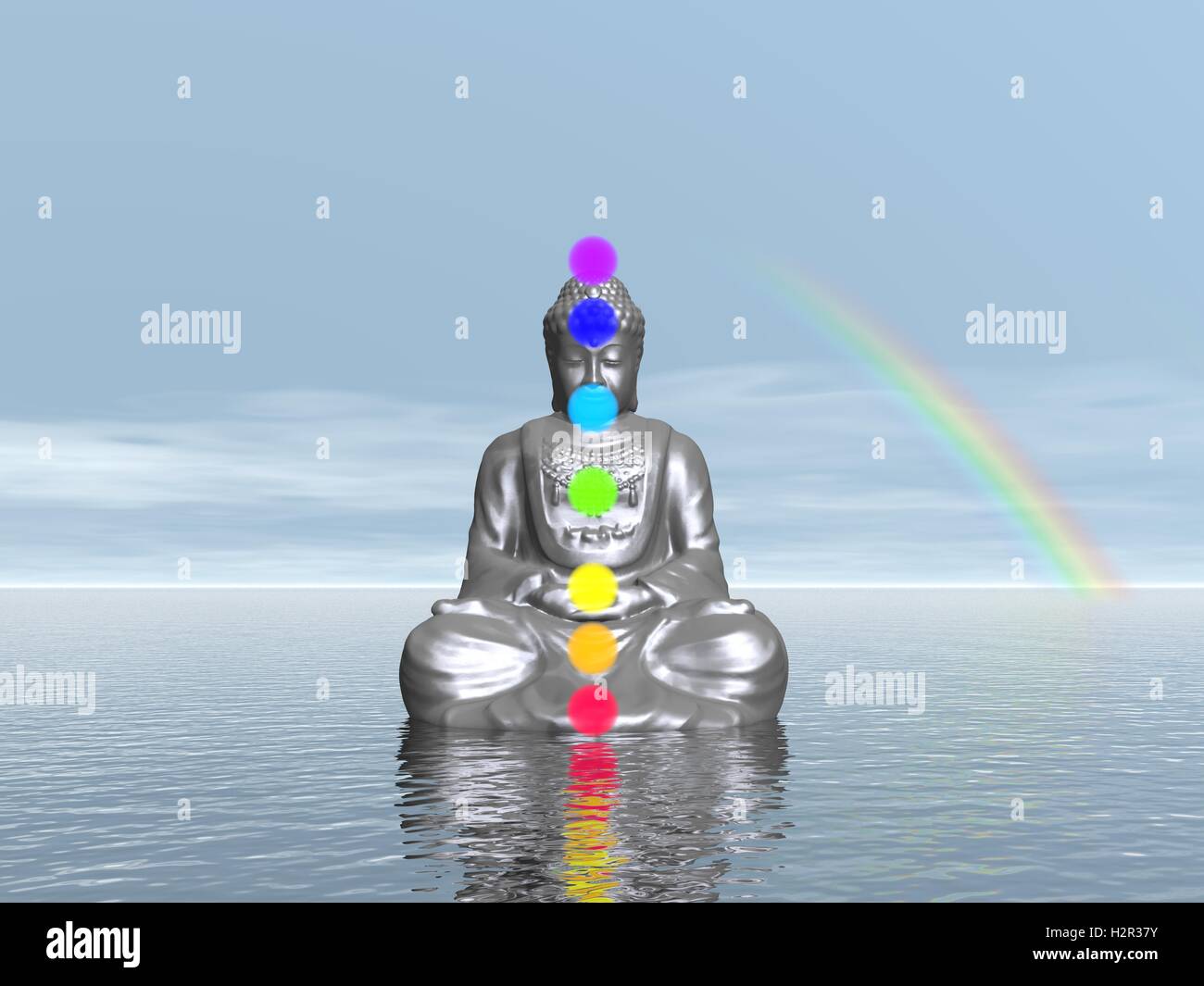 Chakras at sunset - 3D render Stock Photo - Alamy