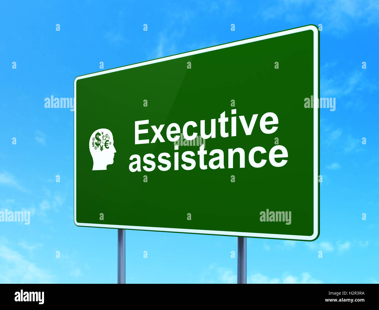 Finance concept: Executive Assistance and Head With Finance Symbol on ...