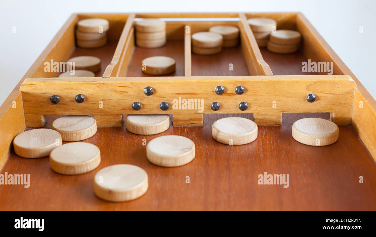 Typical dutch wooden boardgame - Sjoelen Stock Photo - Alamy