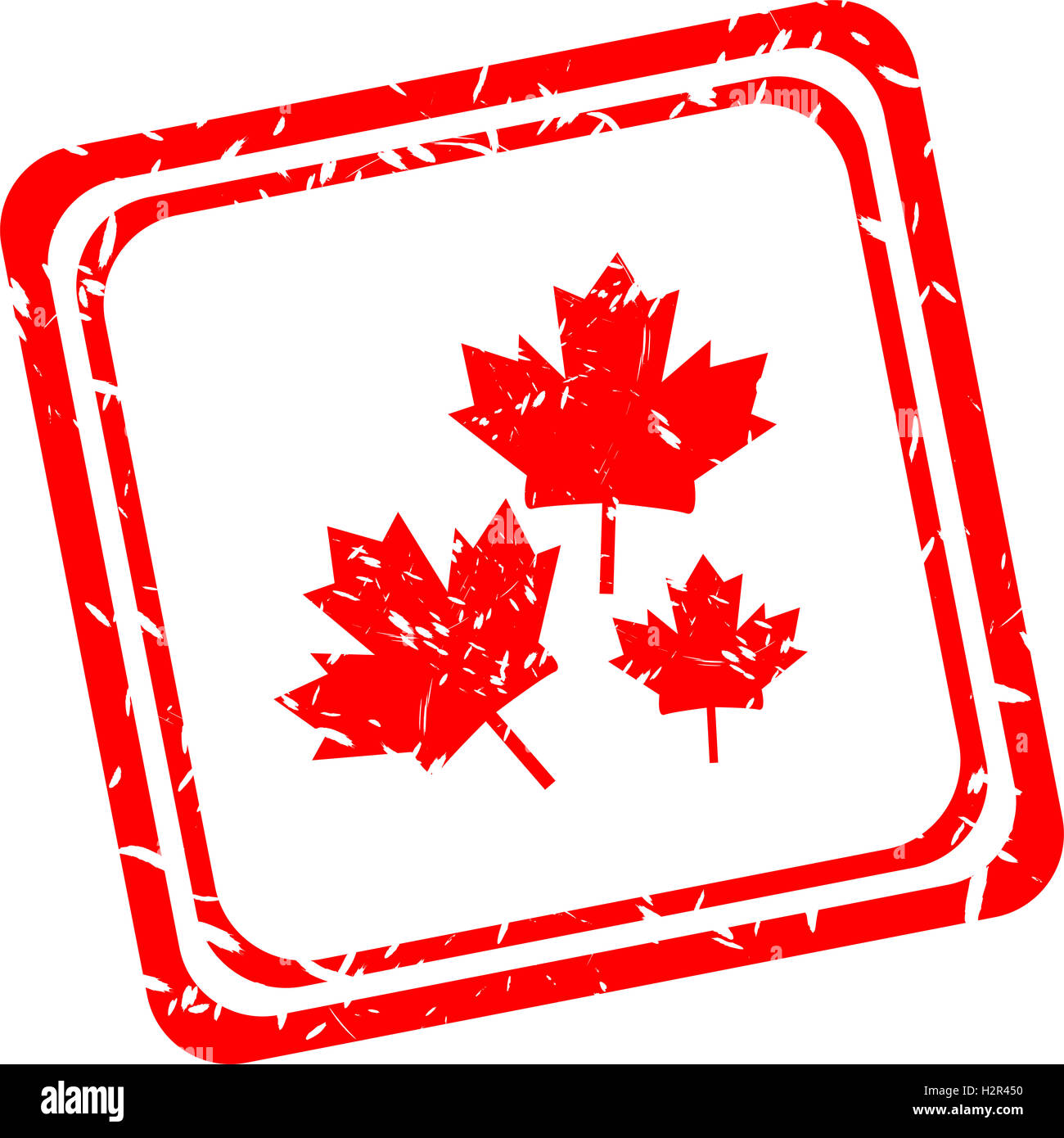 Stylized maple leaf. red web stamp icon Stock Photo - Alamy