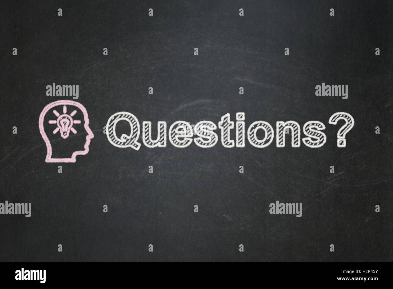 Education concept: Head With Lightbulb and Questions? on chalkboard ...
