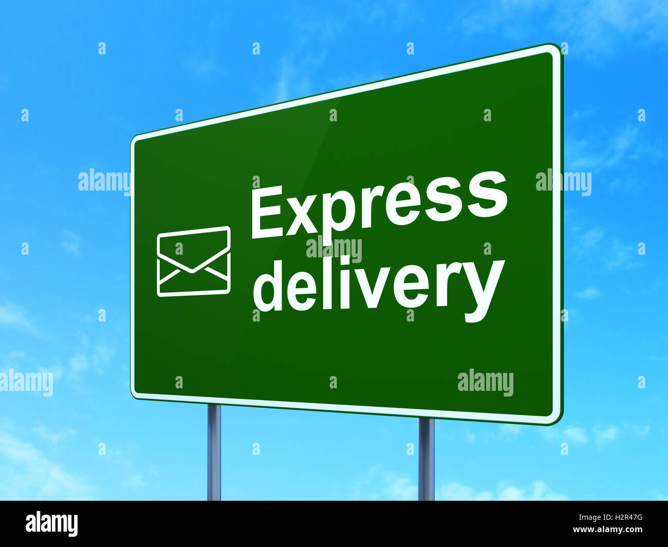 Finance concept: Express Delivery and Email on road sign background ...