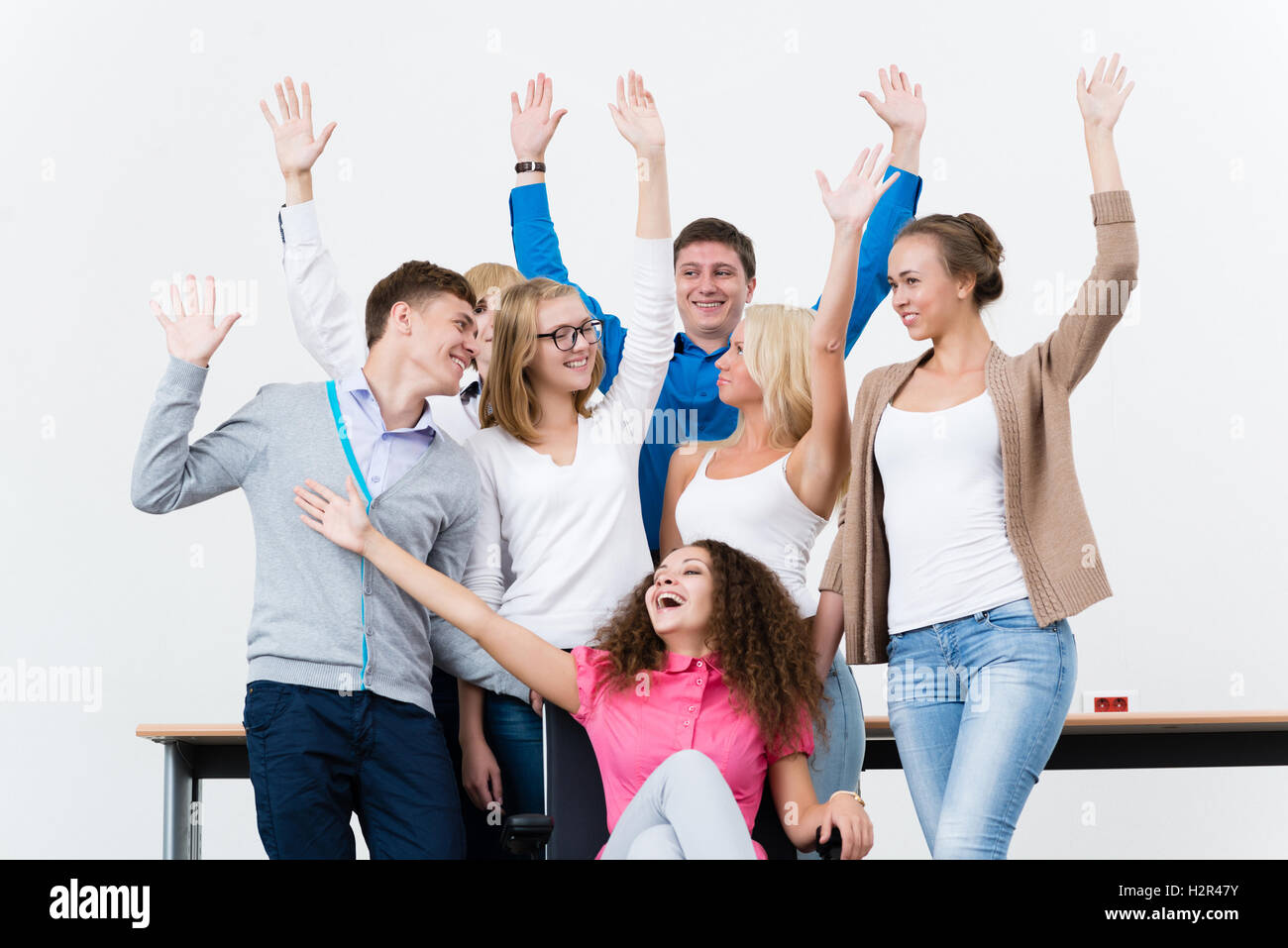 students in the class raised their hands Stock Photo - Alamy