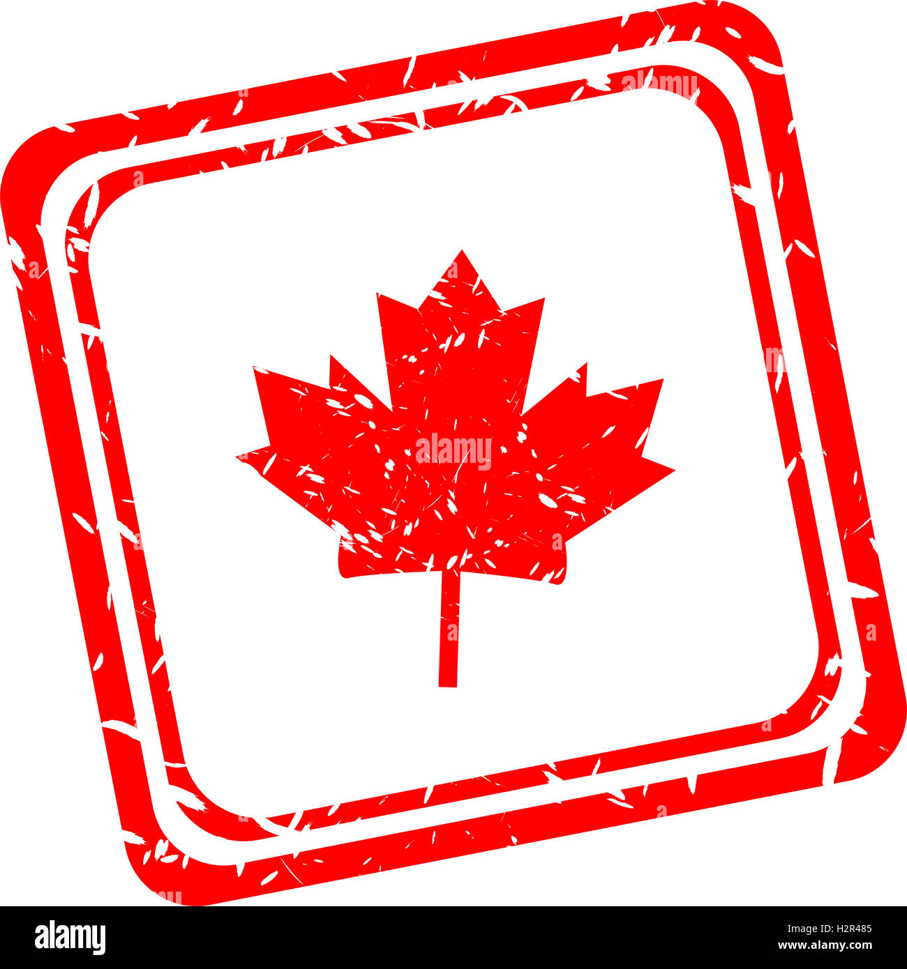 Stylized maple leaf. red web stamp icon Stock Photo - Alamy