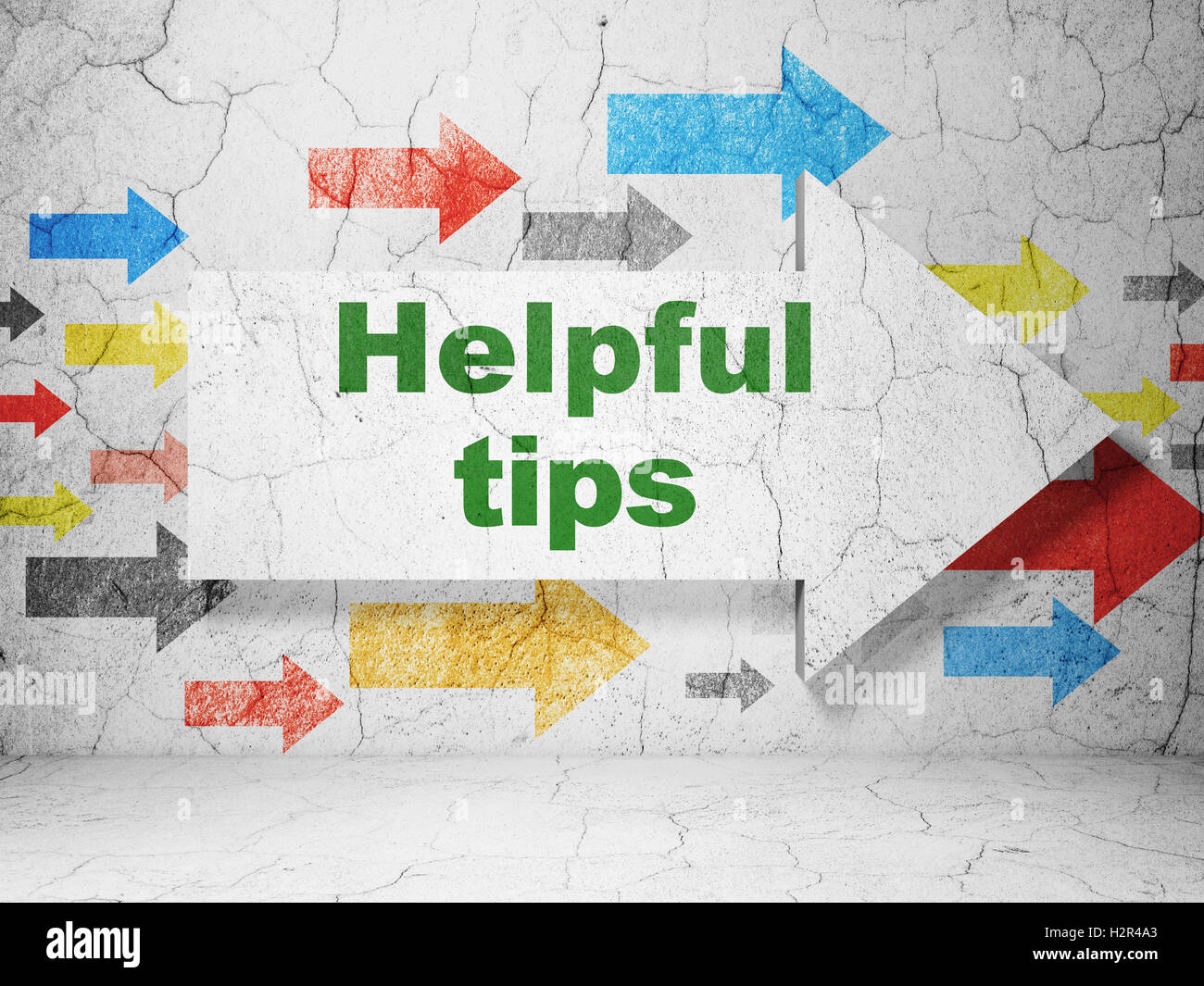 Education concept: arrow with Helpful Tips on grunge wall background ...