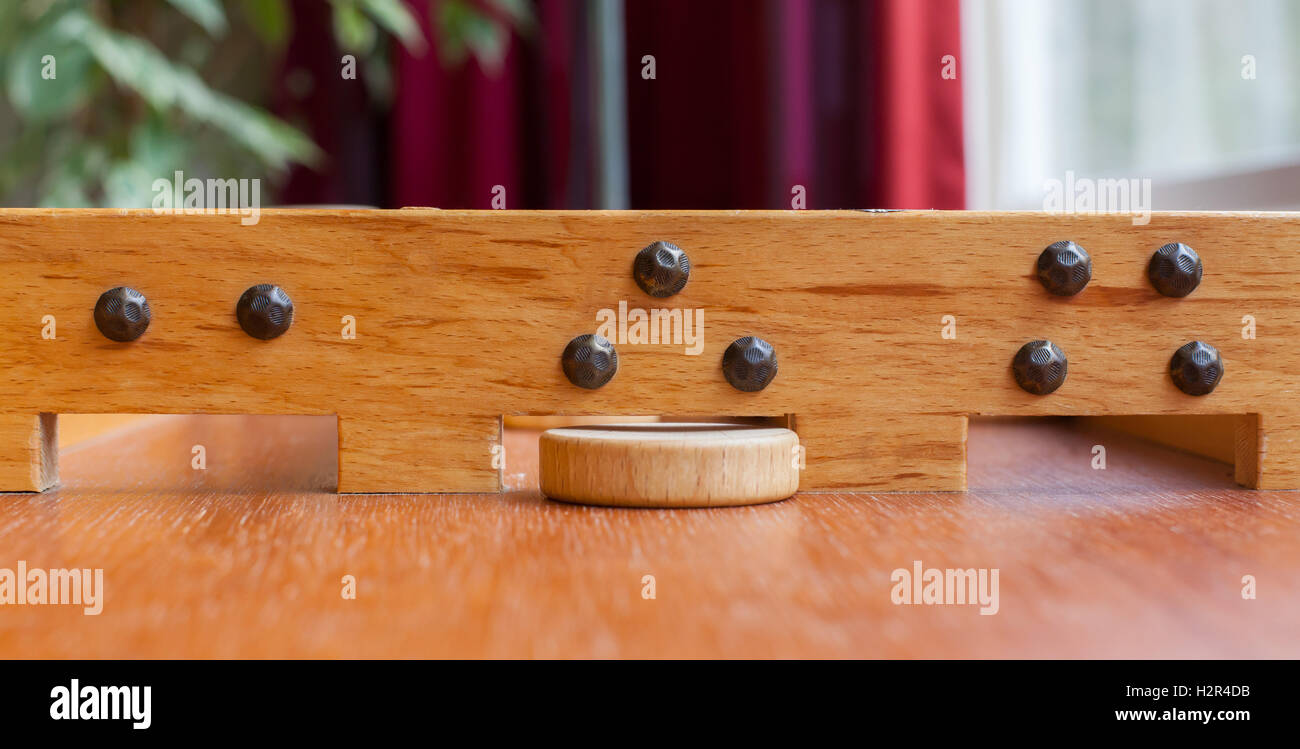 Typical dutch wooden boardgame - Sjoelen Stock Photo - Alamy