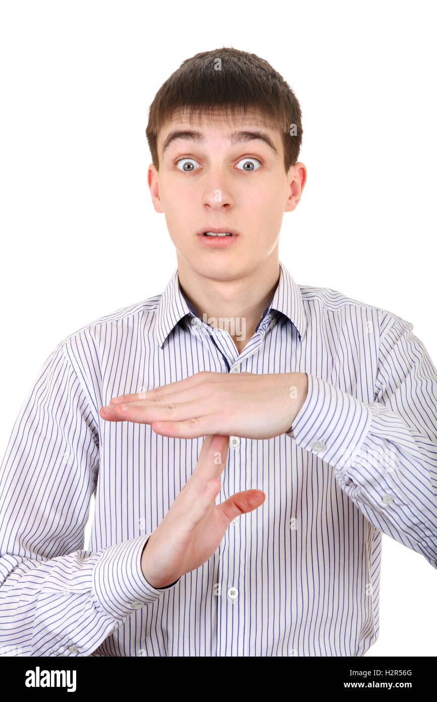 Teenager shows Time Out gesture Stock Photo - Alamy