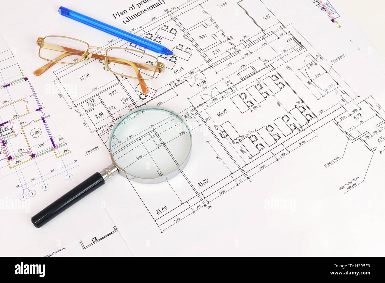 Construction drawing. The desk architect Stock Photo - Alamy