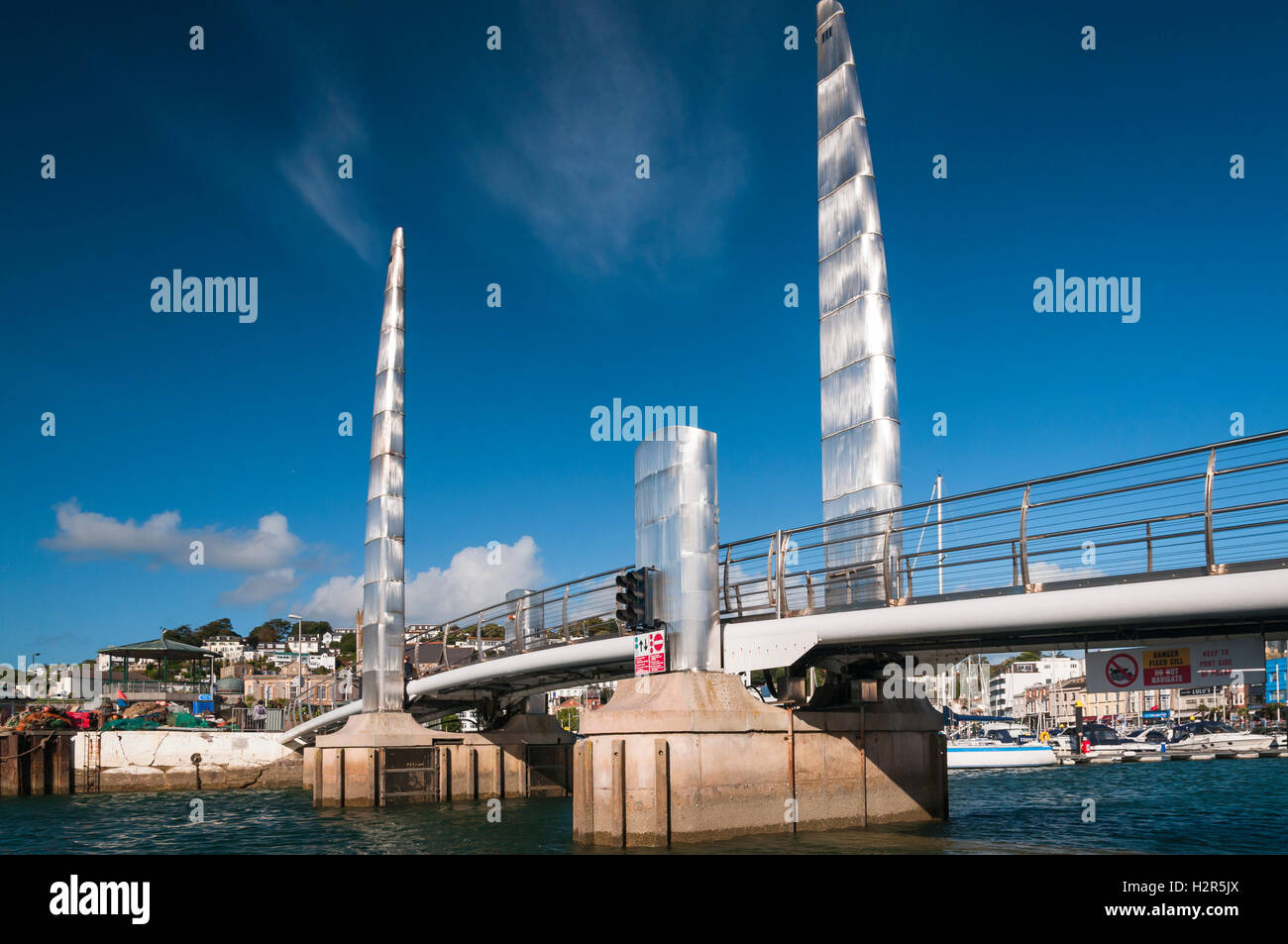 Torquay harbour bridge and town Stock Photo - Alamy