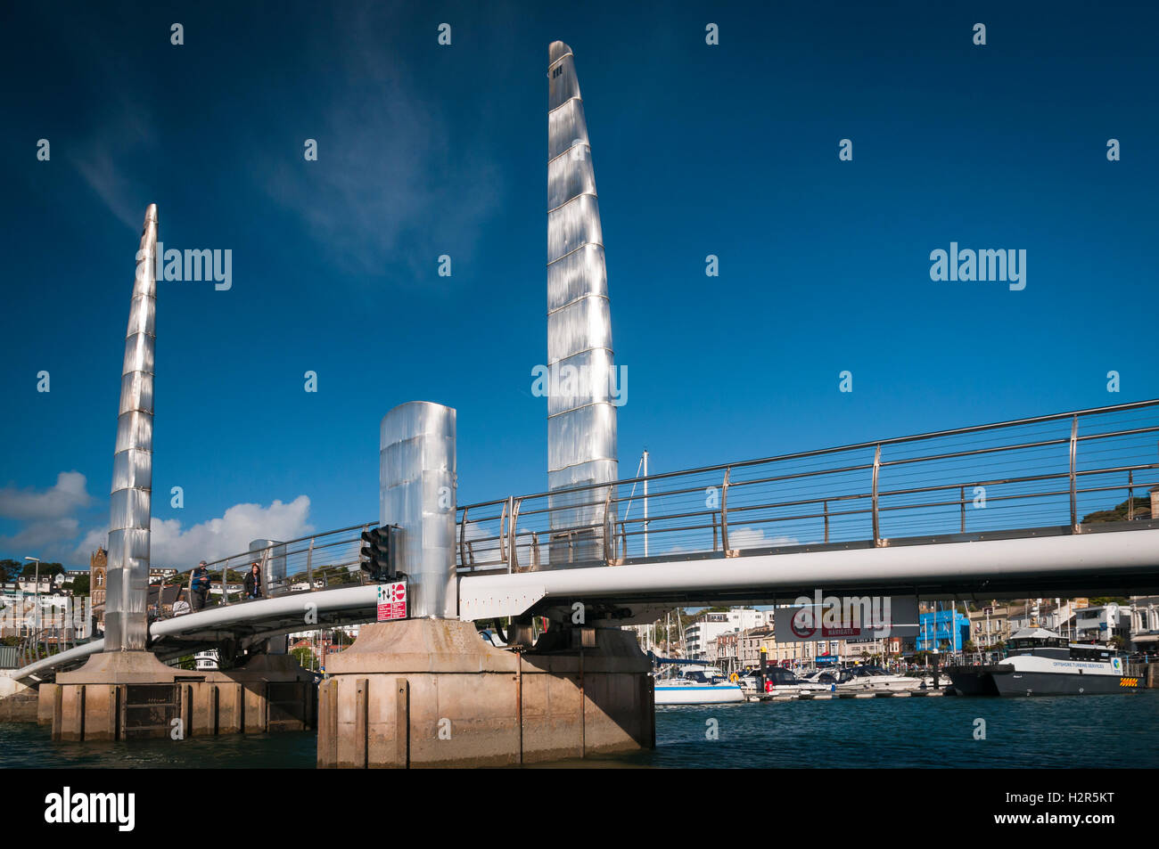 Torquay harbour bridge and town Stock Photo - Alamy