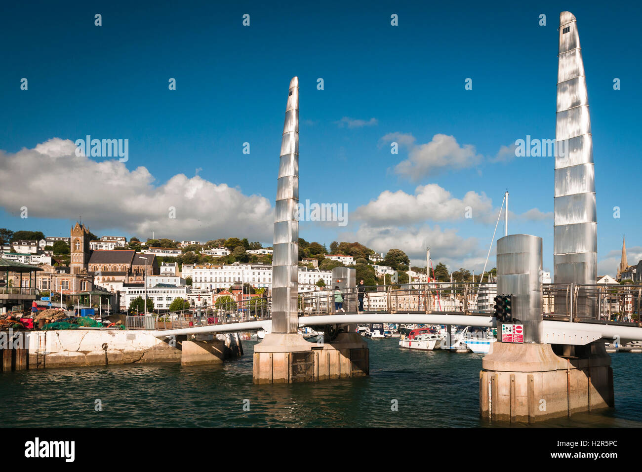 Torquay harbour bridge and town Stock Photo - Alamy
