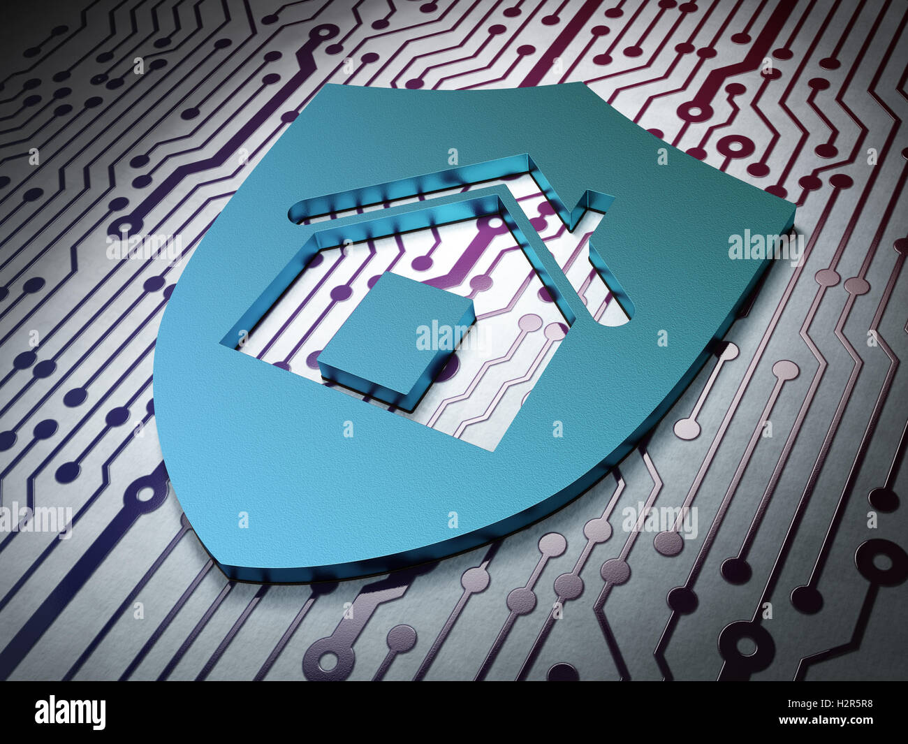 Protection concept: Shield on Circuit Board background Stock Photo - Alamy