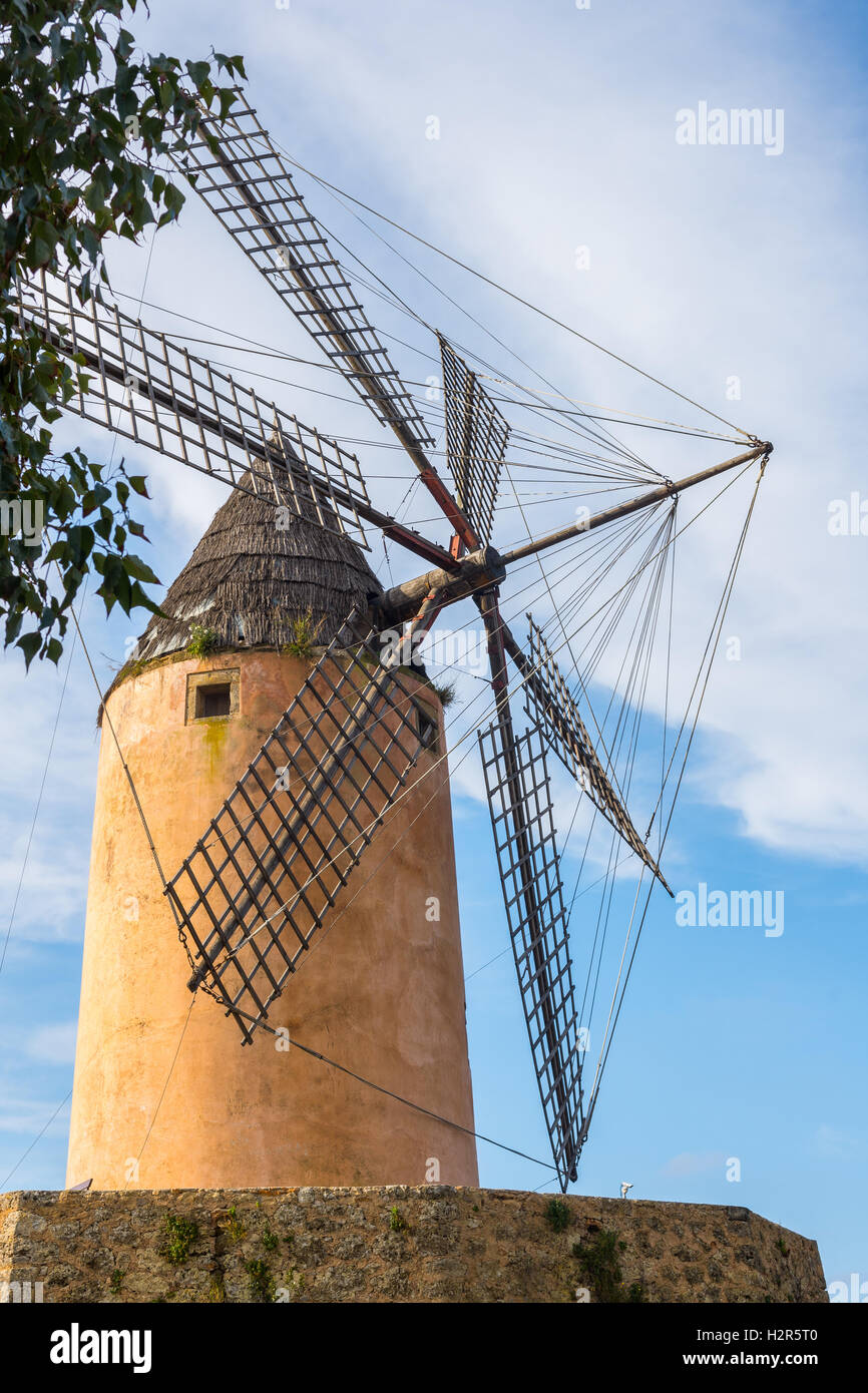 Typical wind mill, Majorca Stock Photo - Alamy