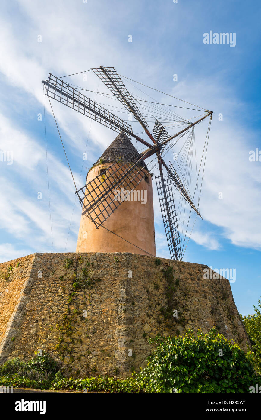 Typical wind mill, Majorca Stock Photo - Alamy