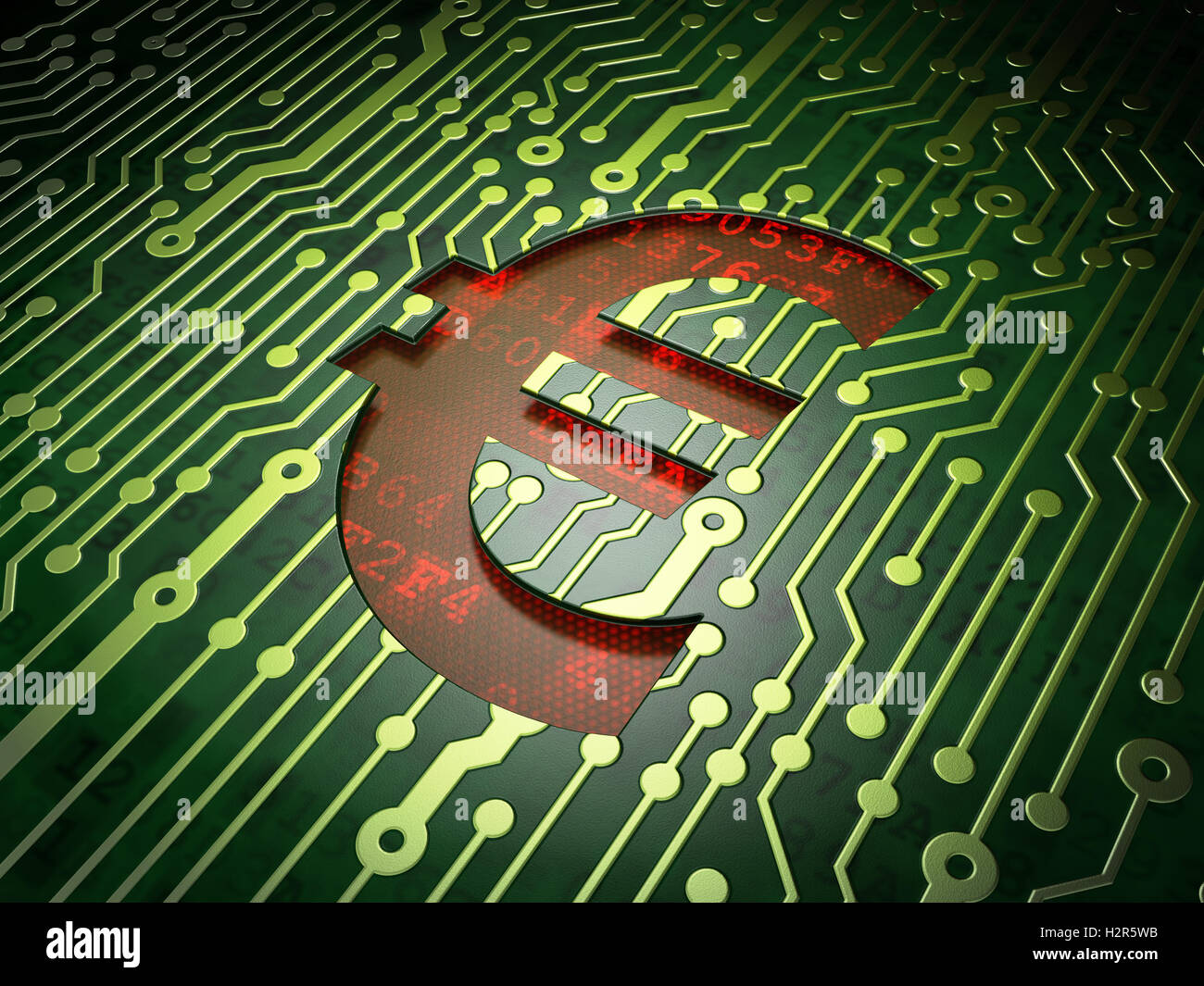 Currency concept: Euro on circuit board background Stock Photo - Alamy