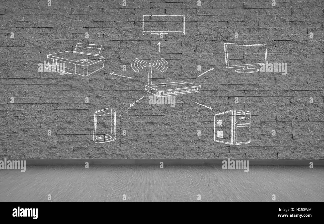 drawing wi-fi scheme Stock Photo - Alamy