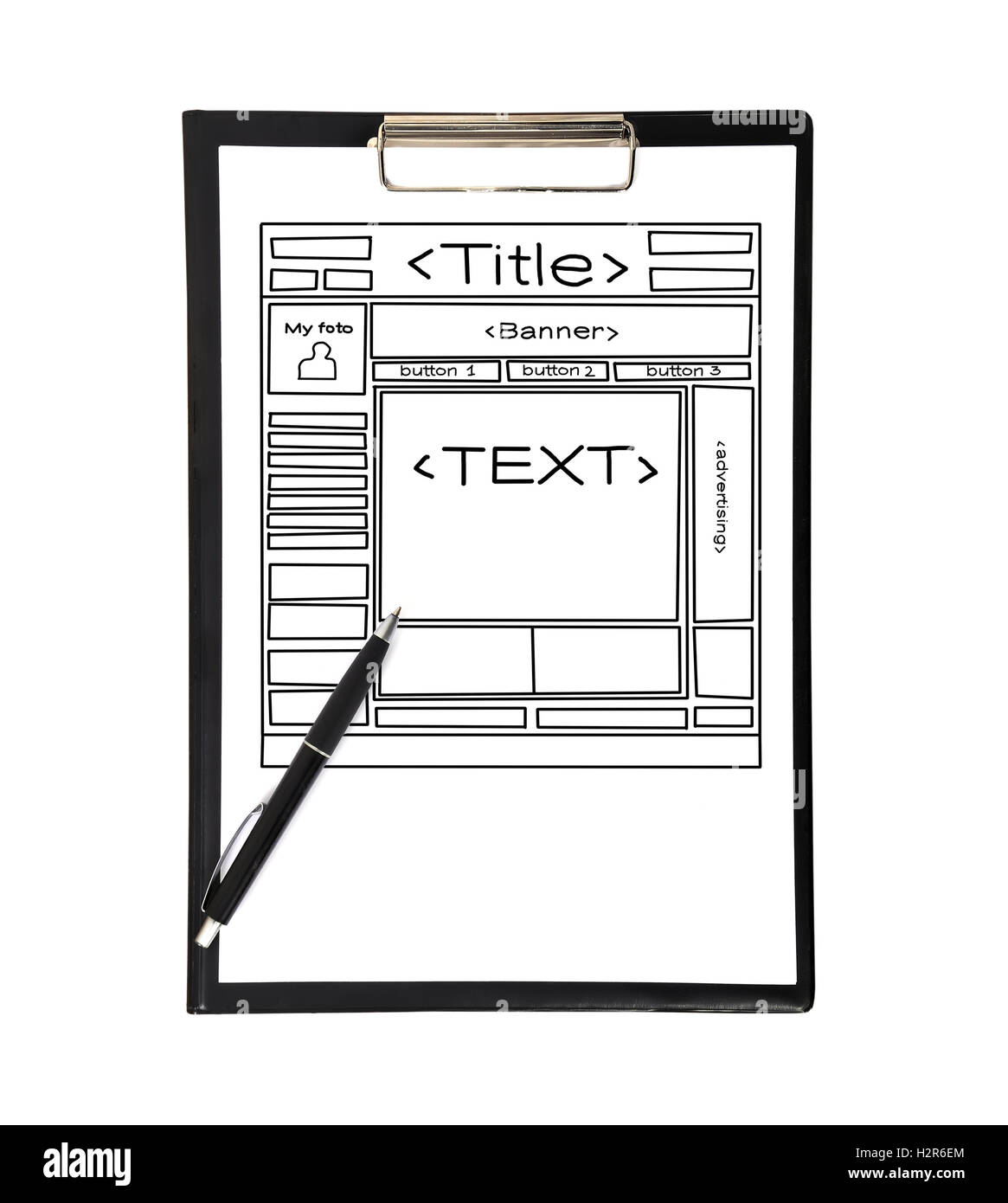 clipboard with template web page Stock Photo - Alamy