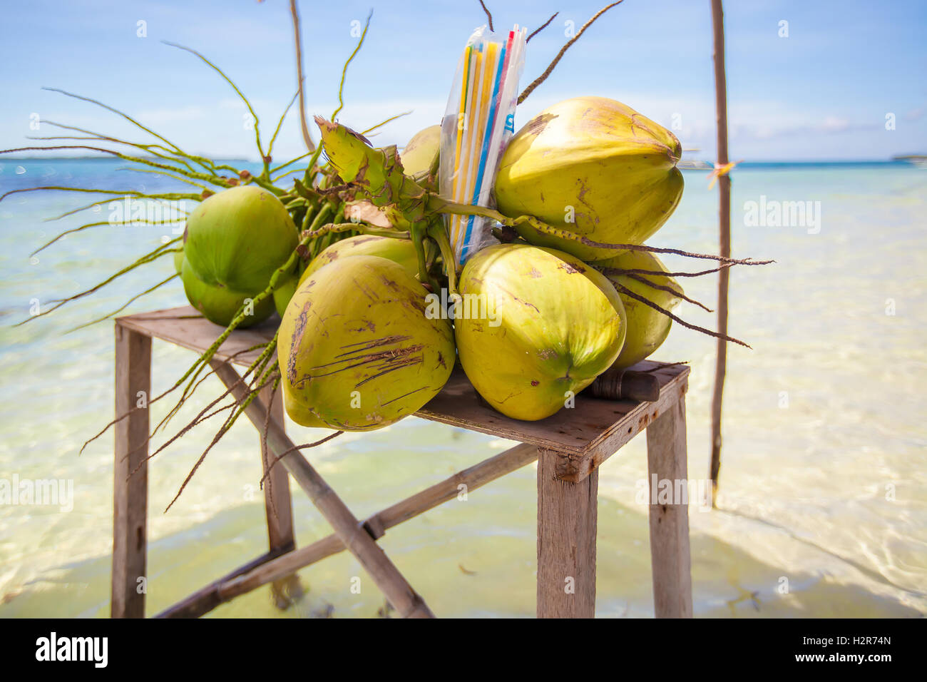 Bunch of coconuts on a tropical island Stock Photo - Alamy