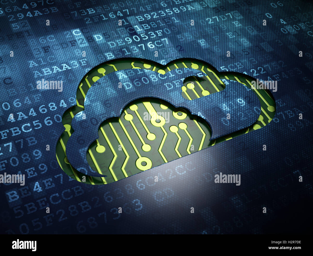 Cloud networking concept: Cloud on digital screen background Stock ...