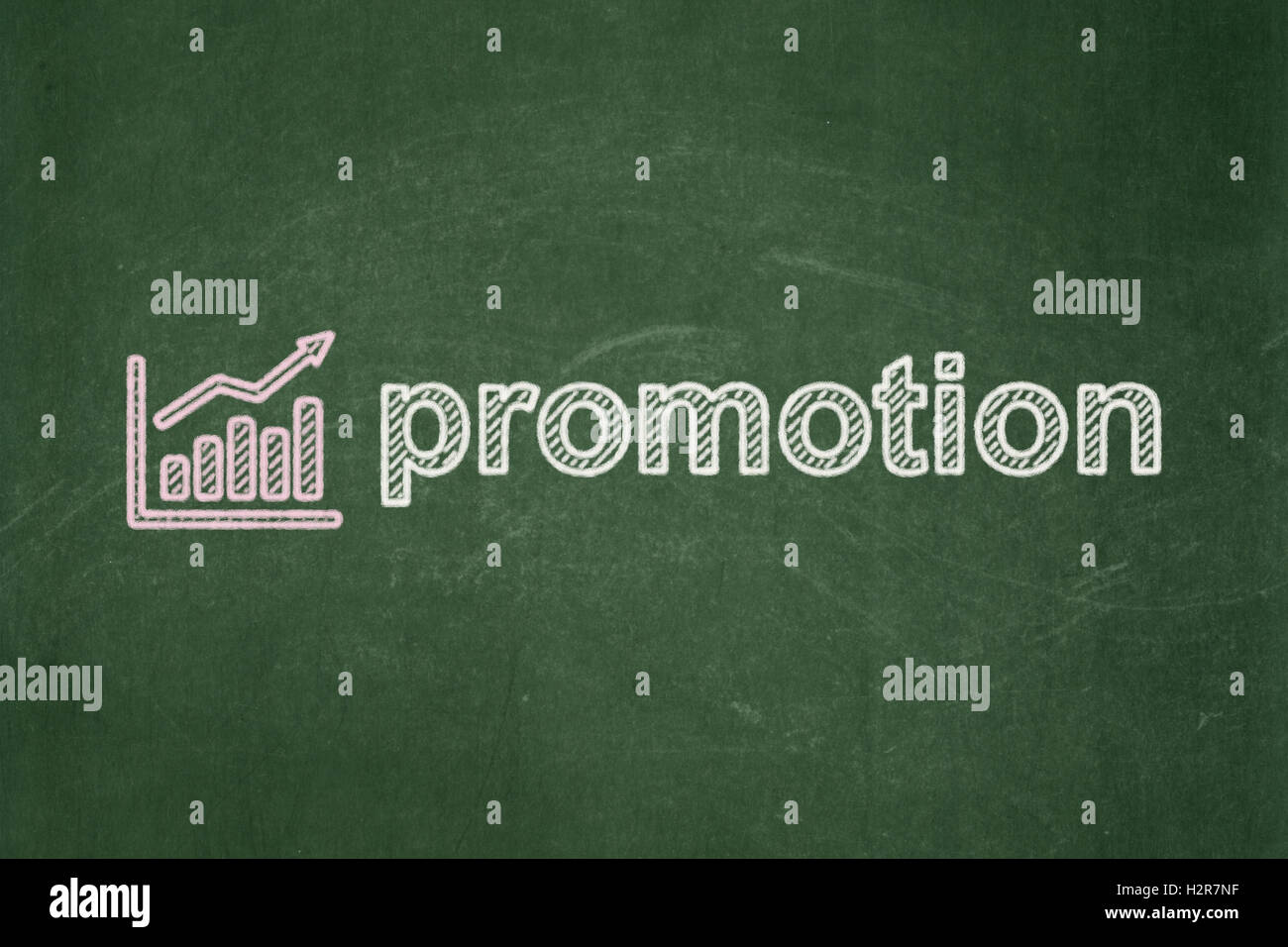 Advertising concept: Growth Graph and Promotion on chalkboard ...